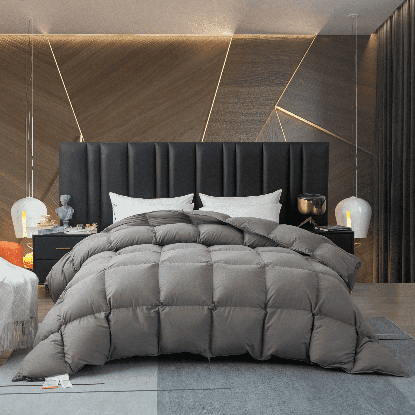 Down Comforter Feather Duvet Insert Cotton Grey Down Comforter All ...