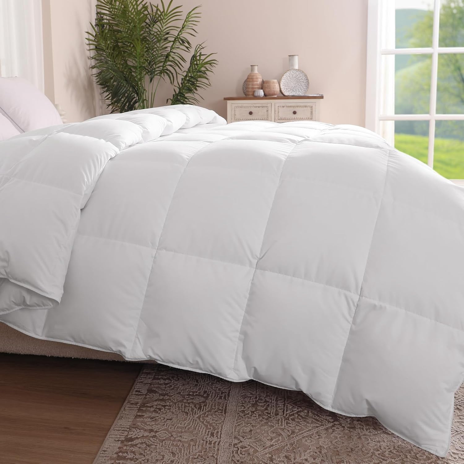 Down Fiber Comforter Queen Size 90x90 Fluffy Duvet Insert Feather and ...