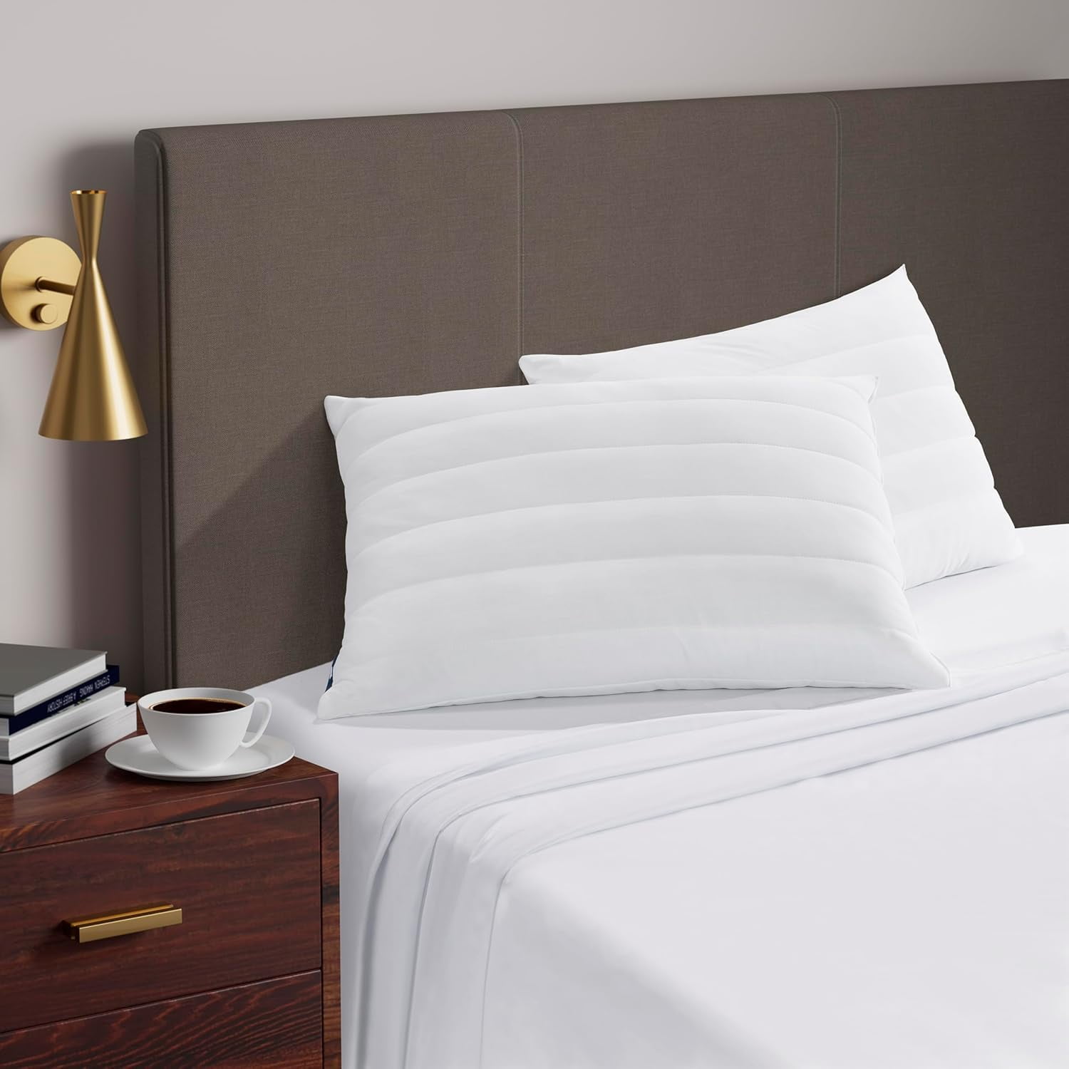 Down Illusion Quilted Hypoallergenic Medium/Firm Bed Pillows for Side ...
