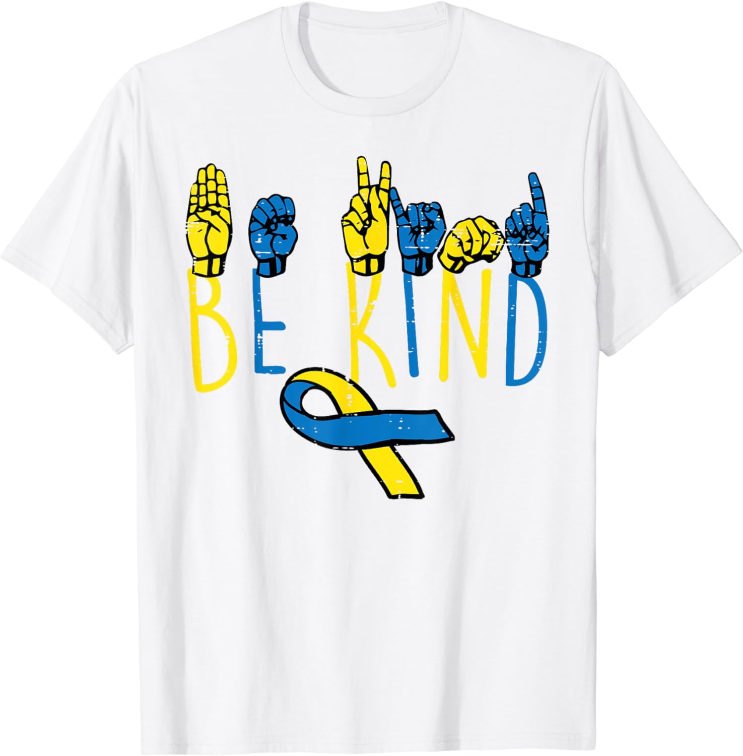 Down Syndrome Awareness Be Kind ASL Hand Sign Teacher Women T-Shirt ...