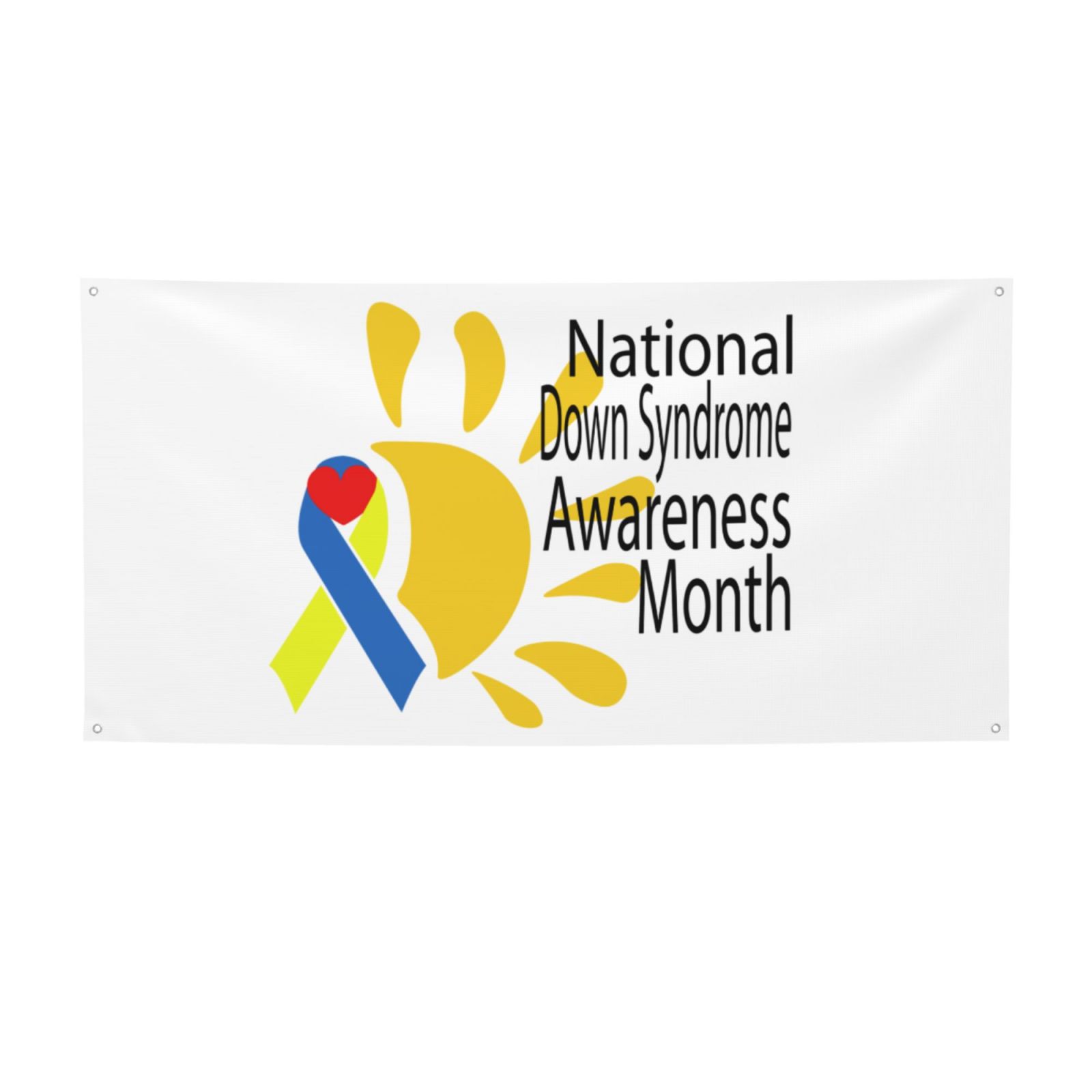 Down Syndrome Awareness Month Yellow Blue Ribbon Banner Backdrop Large ...