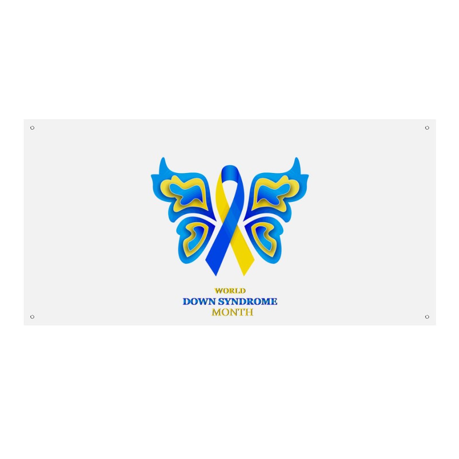 Down Syndrome Awareness Month Yellow Blue Ribbon Banners Flag Hanging ...
