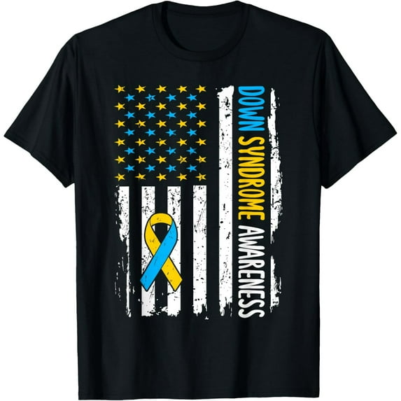 Down Syndrome Awareness Ribbon American Flag Graphic Unisex Short ...