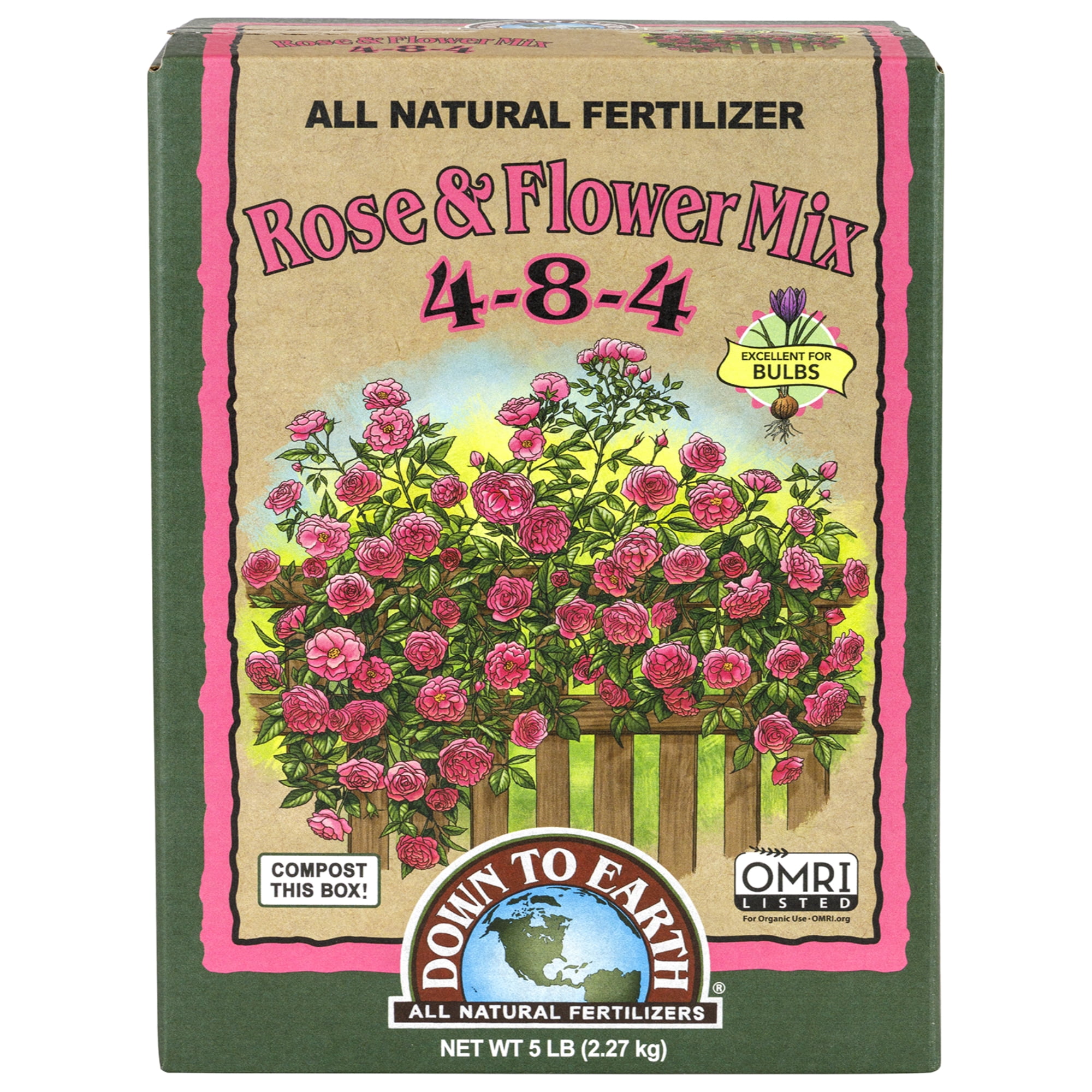 Down To Earth All Natural Fertilizers Rose & Flower Mix 4-8-4, 5 lb Box ...