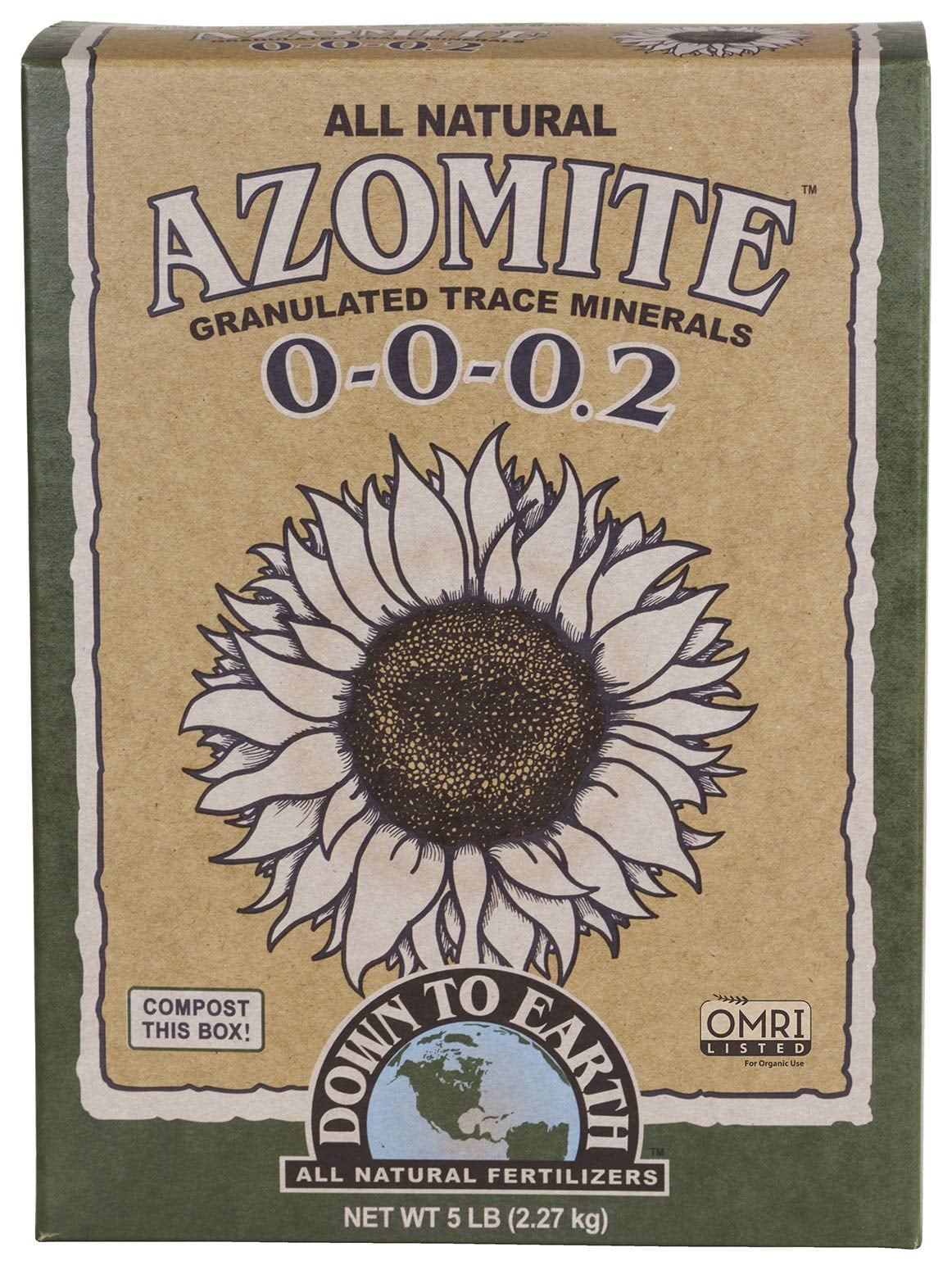 Down To Earth All Natural Fertilizers Organic Azomite Granulated Trace Minerals 0-0-0.2, 5 lb C9 ...