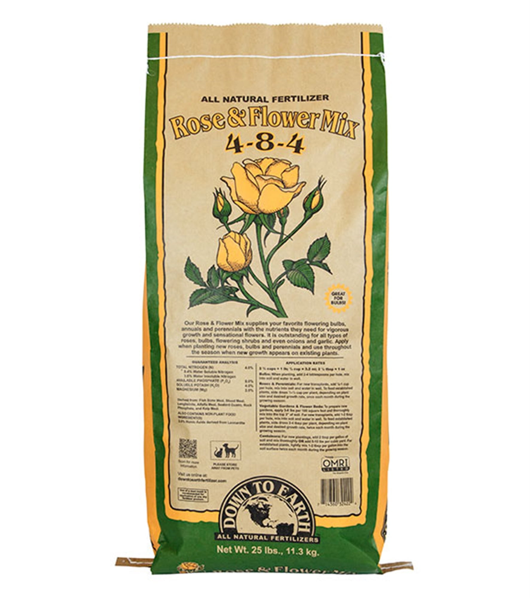 Down To Earth Organic Rose & Flower Mix 4-8-4 Fertilizer - 25 lb ...