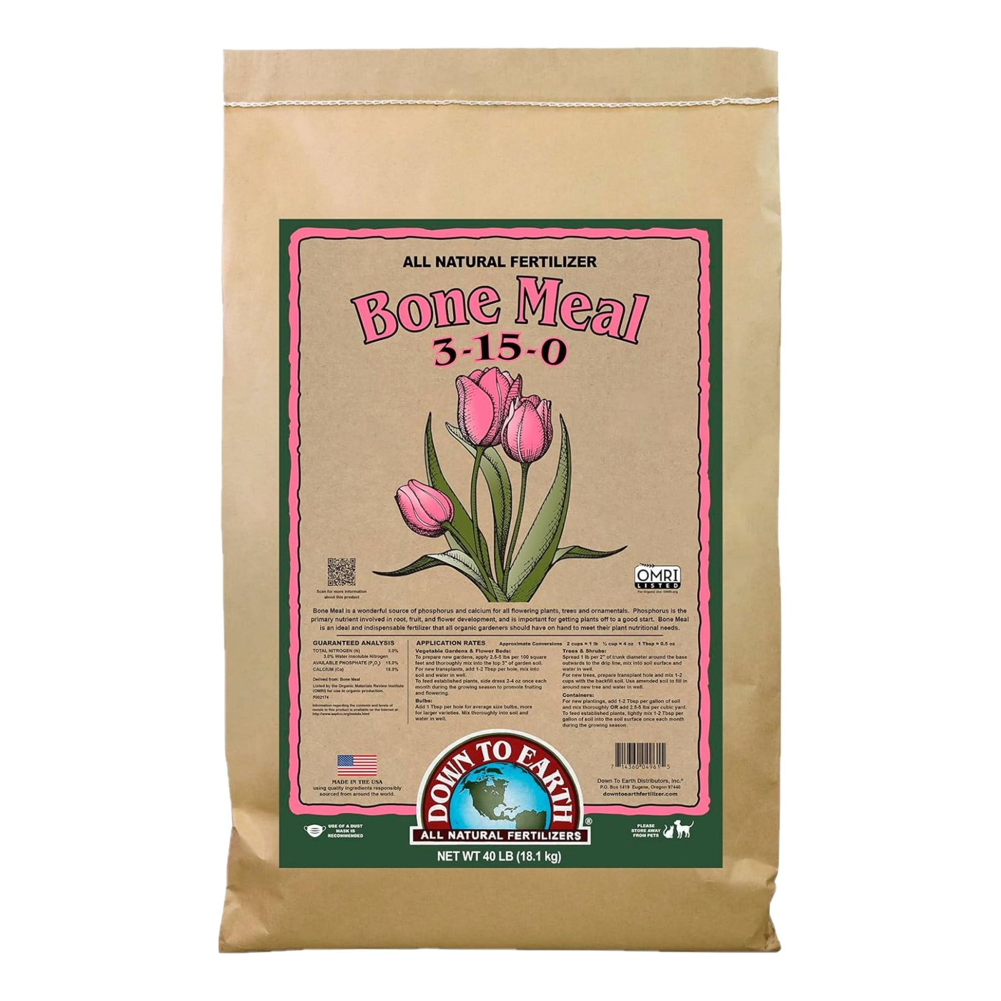 Down To Earth Bone Meal 3-15-0 Organic Plant Food, 40 lb Bag - Walmart.com