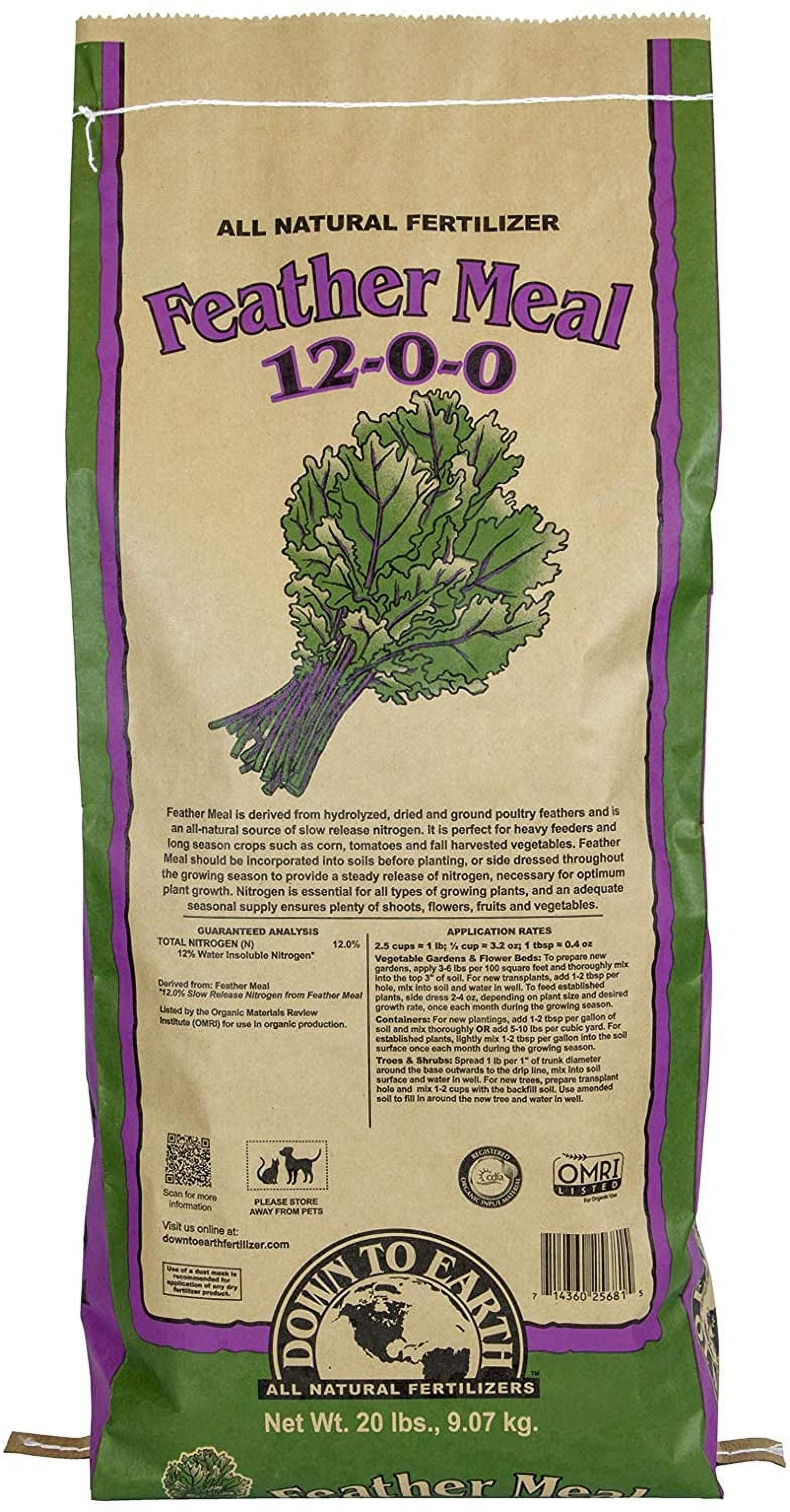 Down To Earth Organic Feather Meal Fertilizer 12-0-0, 20 lb for Fall ...