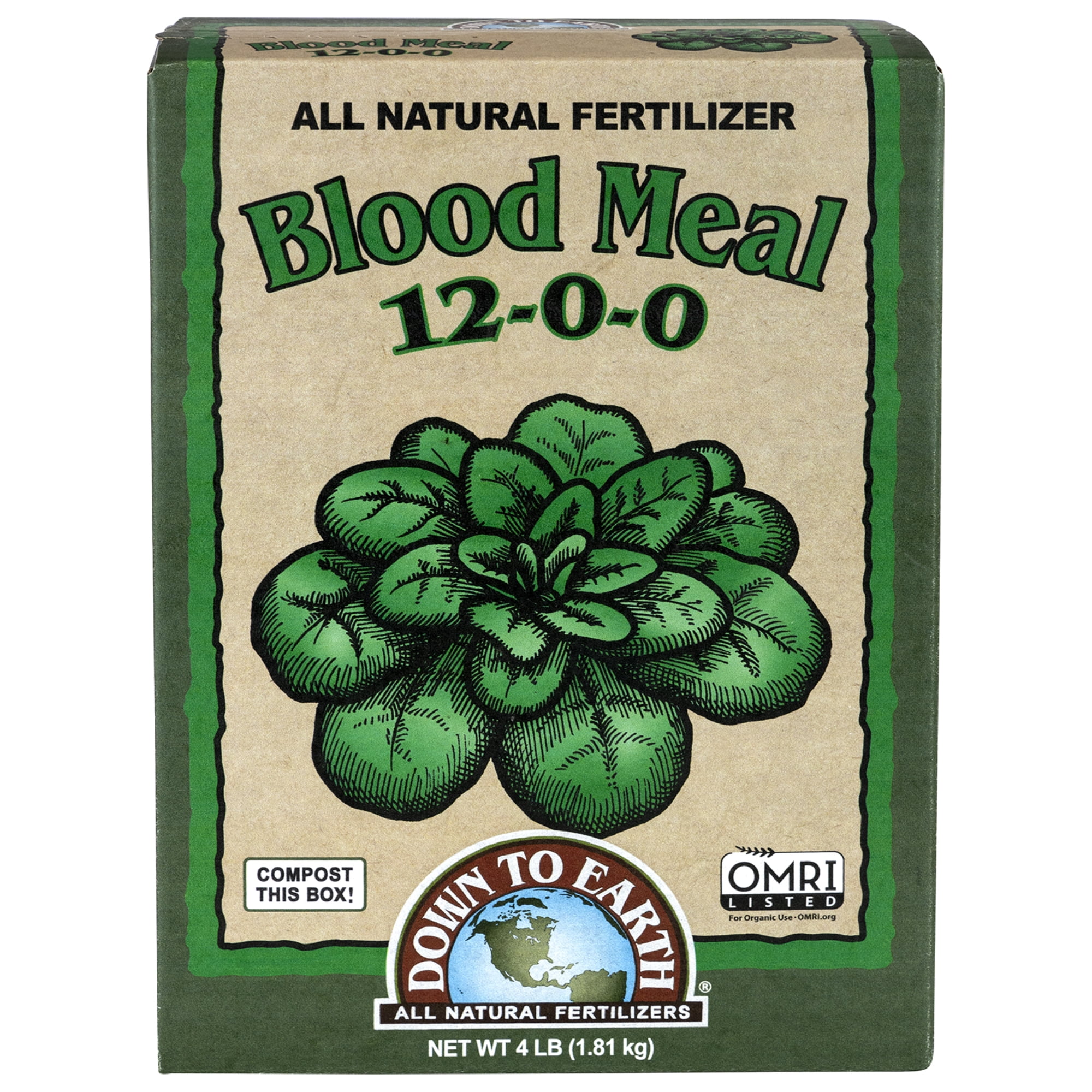 Down To Earth OMRI Listed 12-0-0 Organic Blood Meal Fertilizer Mix, 4 ...