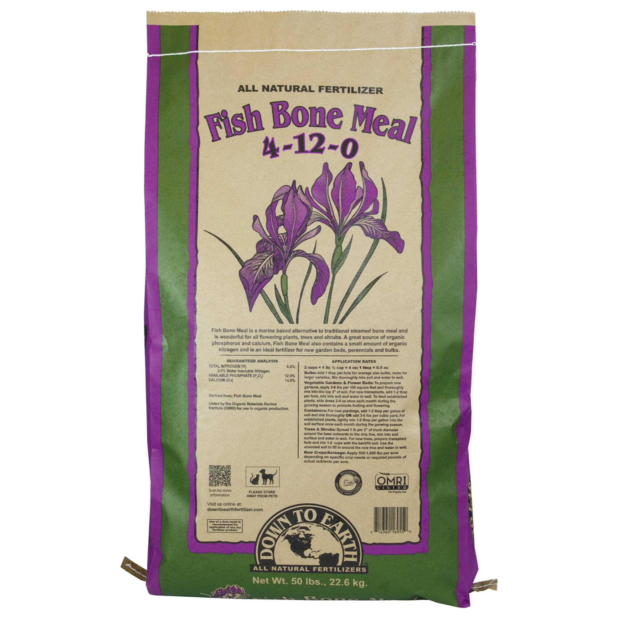 Down To Earth Organic Fish Bone Meal Fertilizer for Plants & Garden, 4 ...