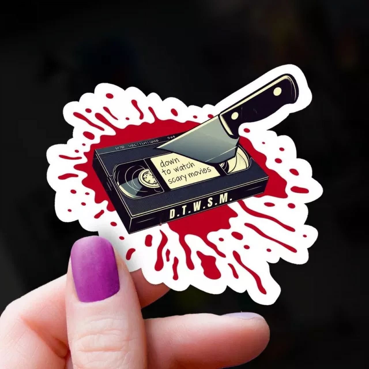 Down To Watch Scary Movies Vhs Sticker Horror Movie Lover Gift Retro ...