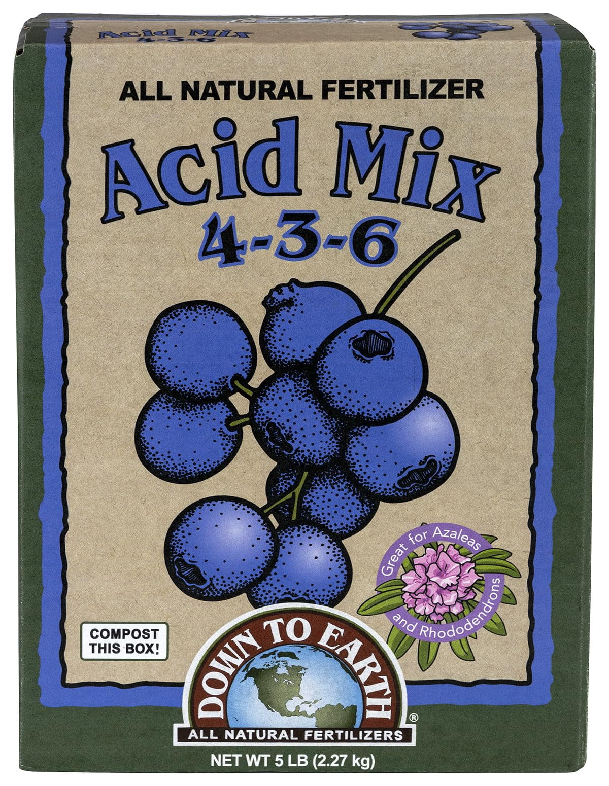 Down to Earth Acid Mix Fertilizer, Nutrient for Acid-Loving Plants, 4-3 ...