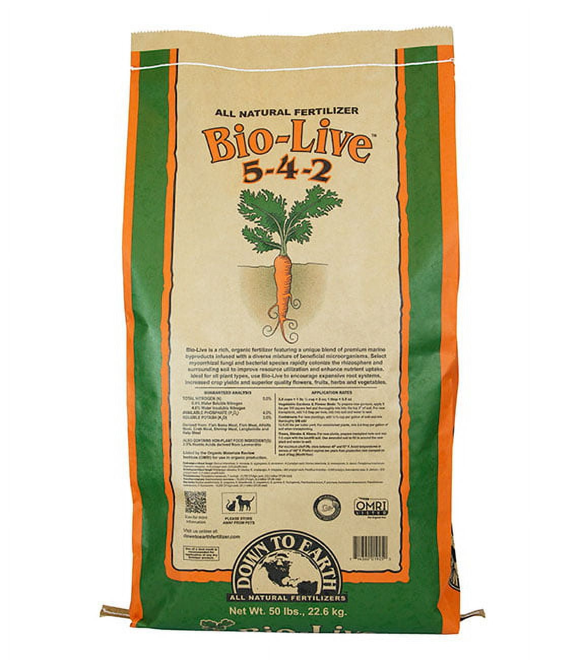 Down to Earth (#DTE01925) Organic Bio-Live Fertilizer Mix 5-4-2, 50 lb ...