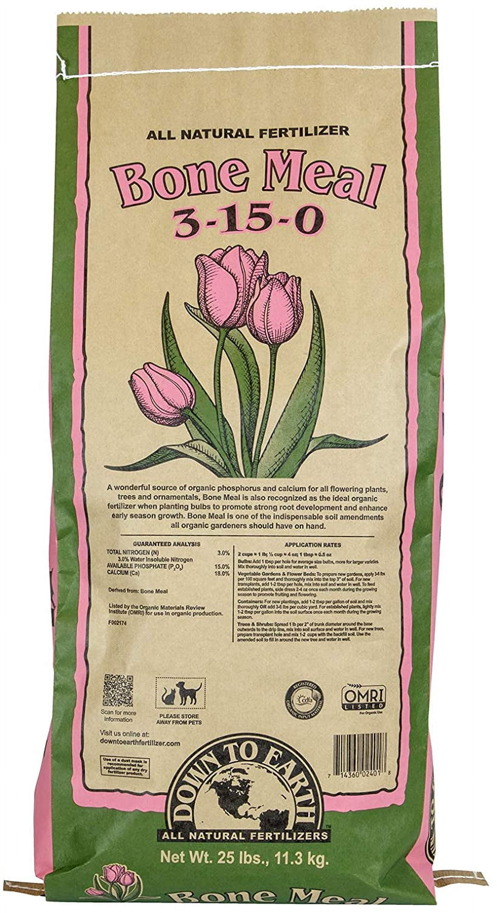Down to Earth Organic Bone Meal Fertilizer for Plants Gardening, 3-15-0 ...