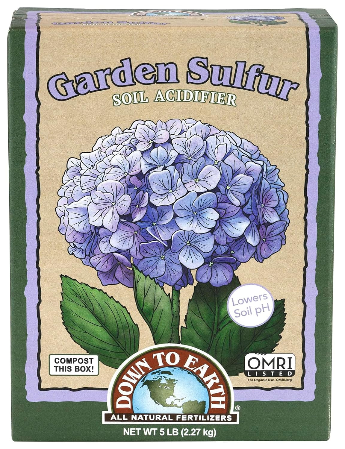 Down to Earth Garden Sulfur Soil Acidifier, 5 lb for Hydrangeas ...