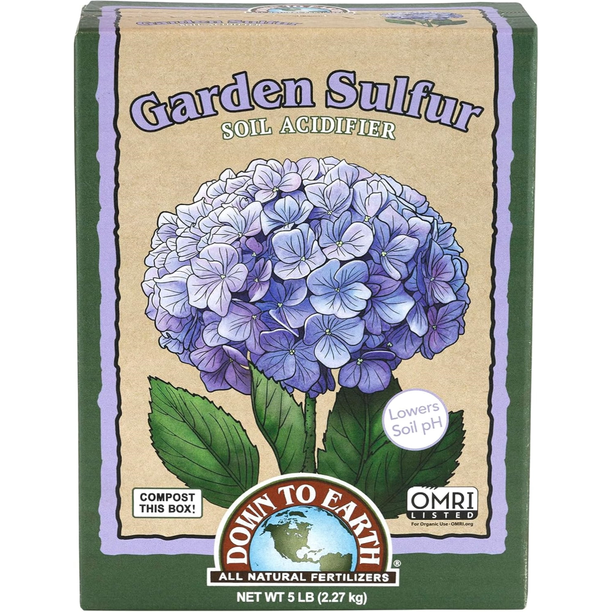 Down to Earth Garden Sulfur All Natural Soil Acidifier Amendment, 5lbs ...