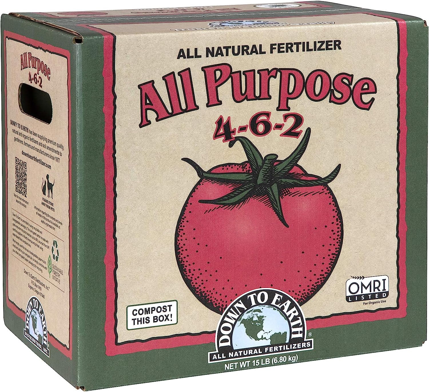 Down to Earth Organic All Purpose Fertilizer Mix 4-6-2, 15 lb - Walmart.com