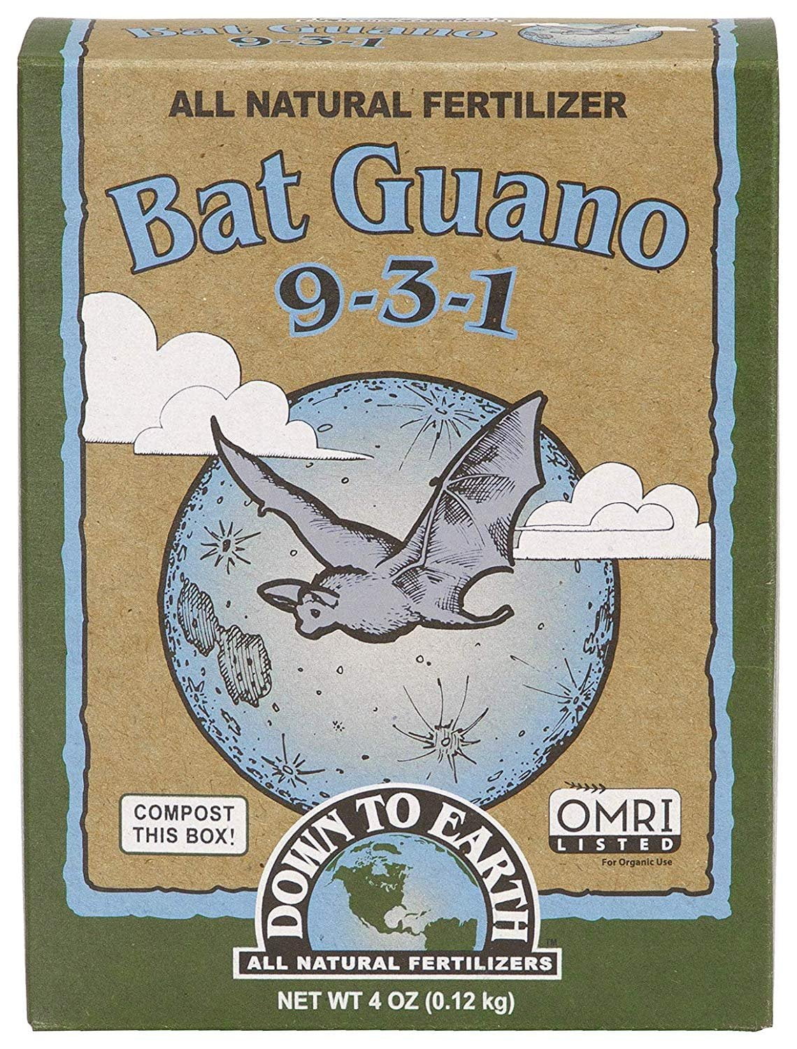 Down To Earth All Natural Fertilizers Bat Guano 7-3-1, 0.25 lb Mini Box ...