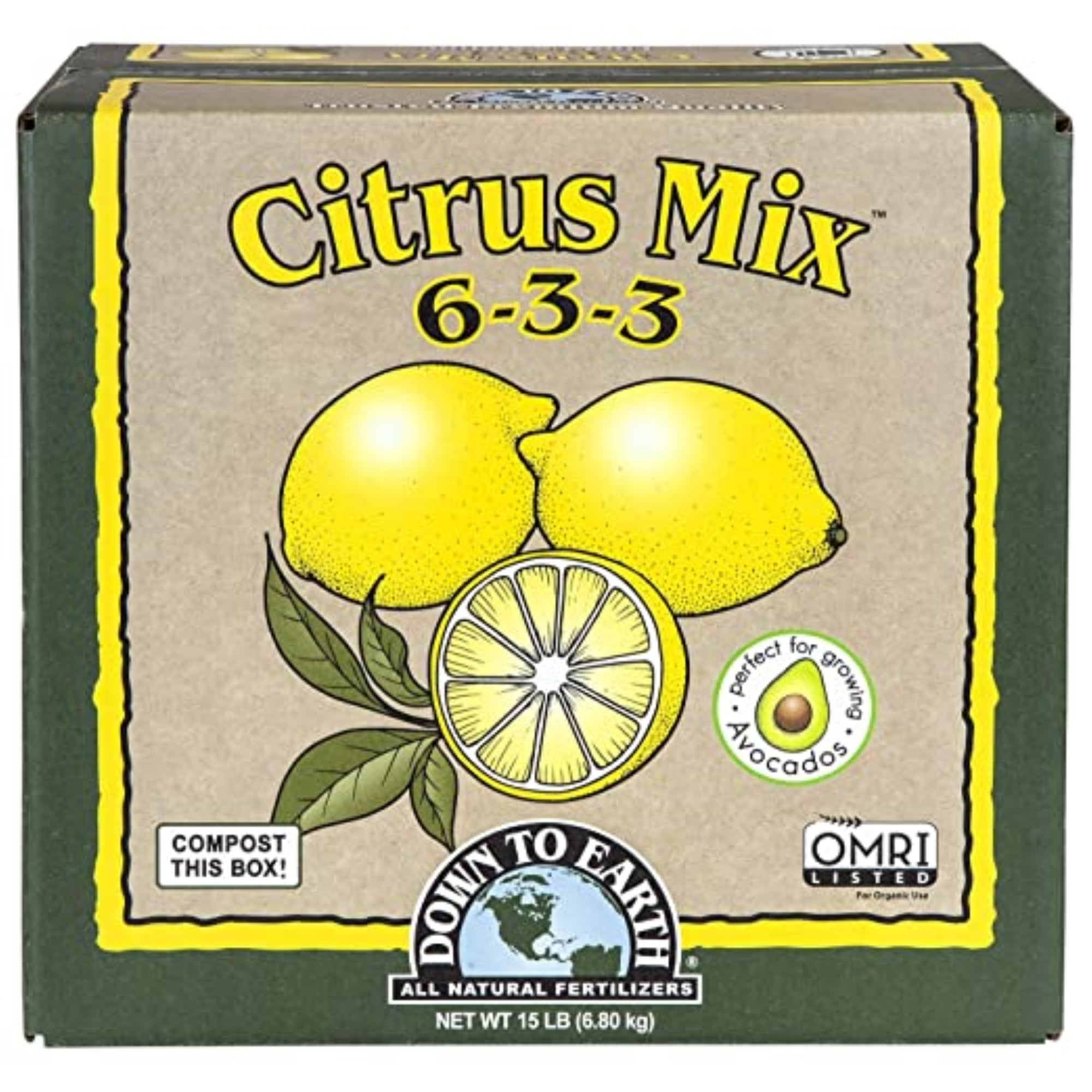 Down to Earth, Organic Citrus Fertilizer Mix 15 lbs, 6-3-3 - Walmart.com