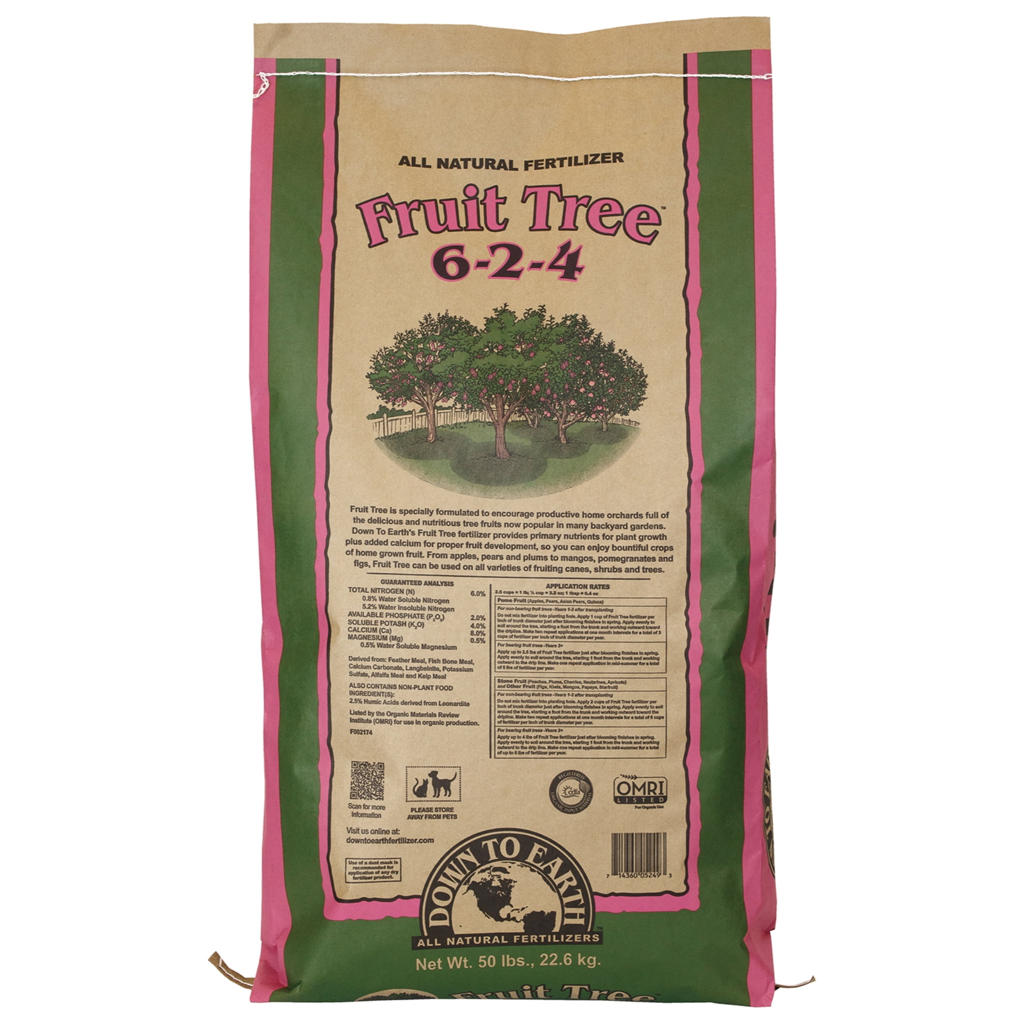 Down to Earth Organic Fruit Tree Fertilizer Mix 6-2-4, 50 lbs ...