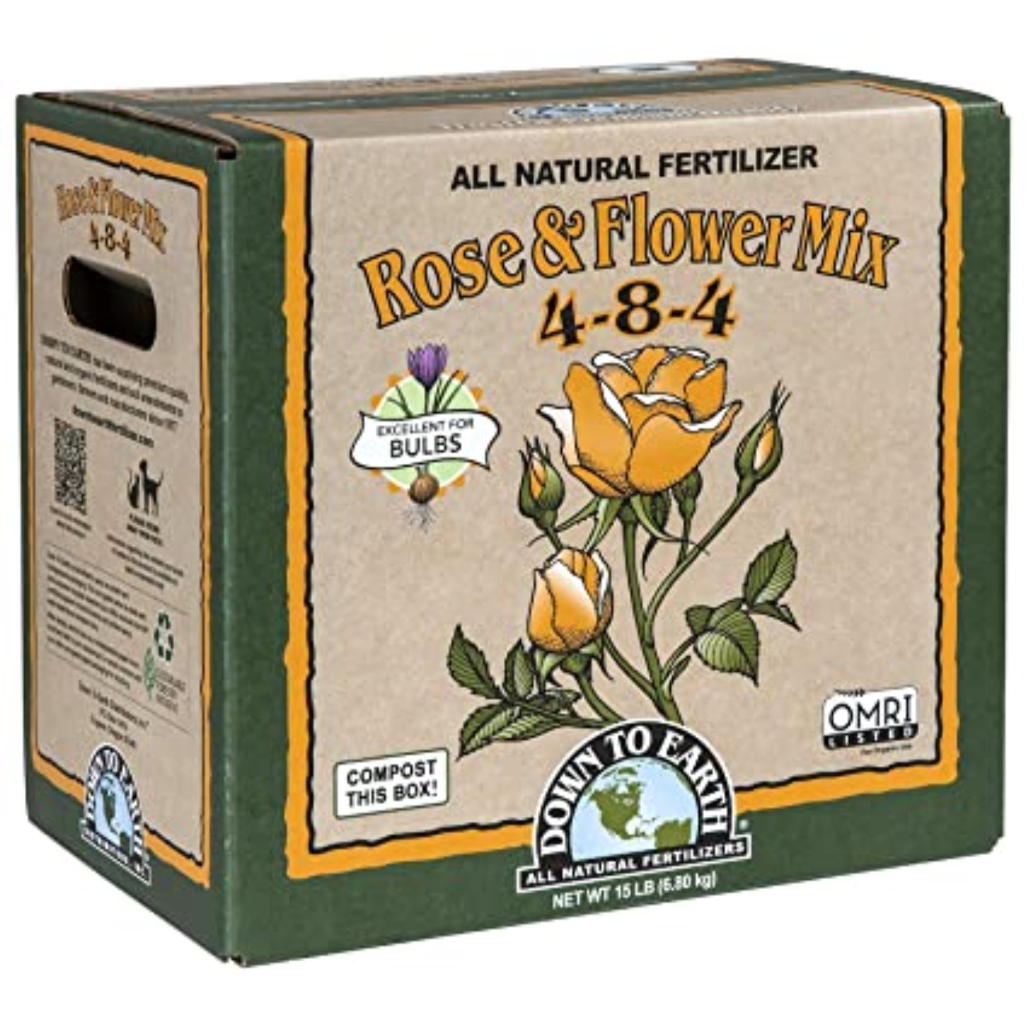 Down to Earth Organic Rose & Flower Fertilizer, Blooming Plant Mix 4-8 ...