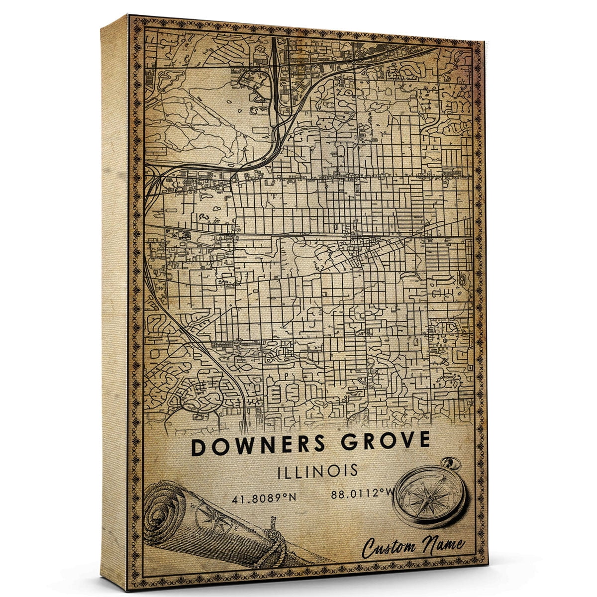 Downers Grove Map Poster, Illinois Map Art Poster, Canvas, Downers ...