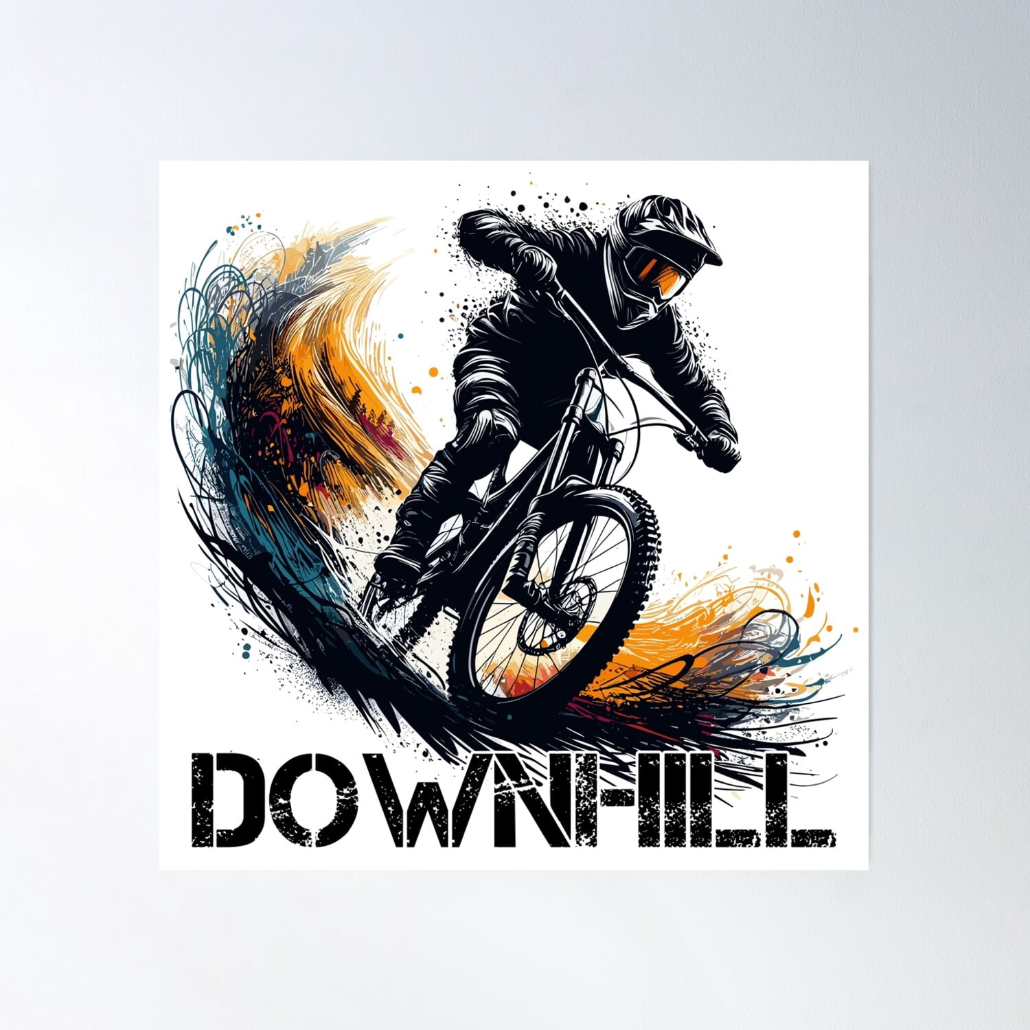 Downhill Down Hill Mtb Mountain Biking Gift Poster Wall Art, Modern ...