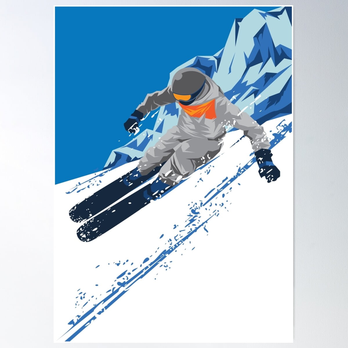 Downhill Skiing Snow Skier Ski Winter Sports Poster Wall Art, Modern ...