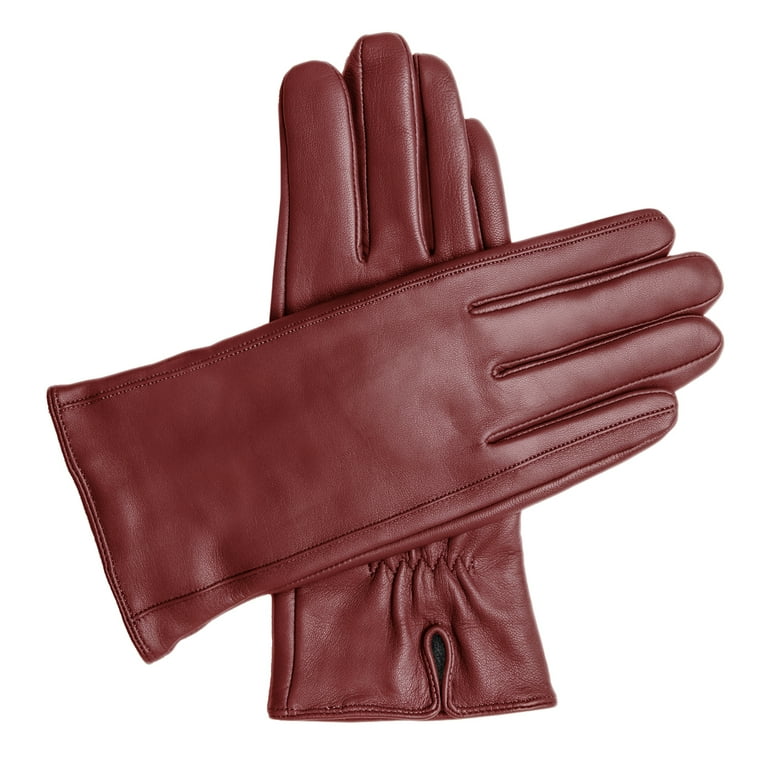 Women's burgundy leather gloves store