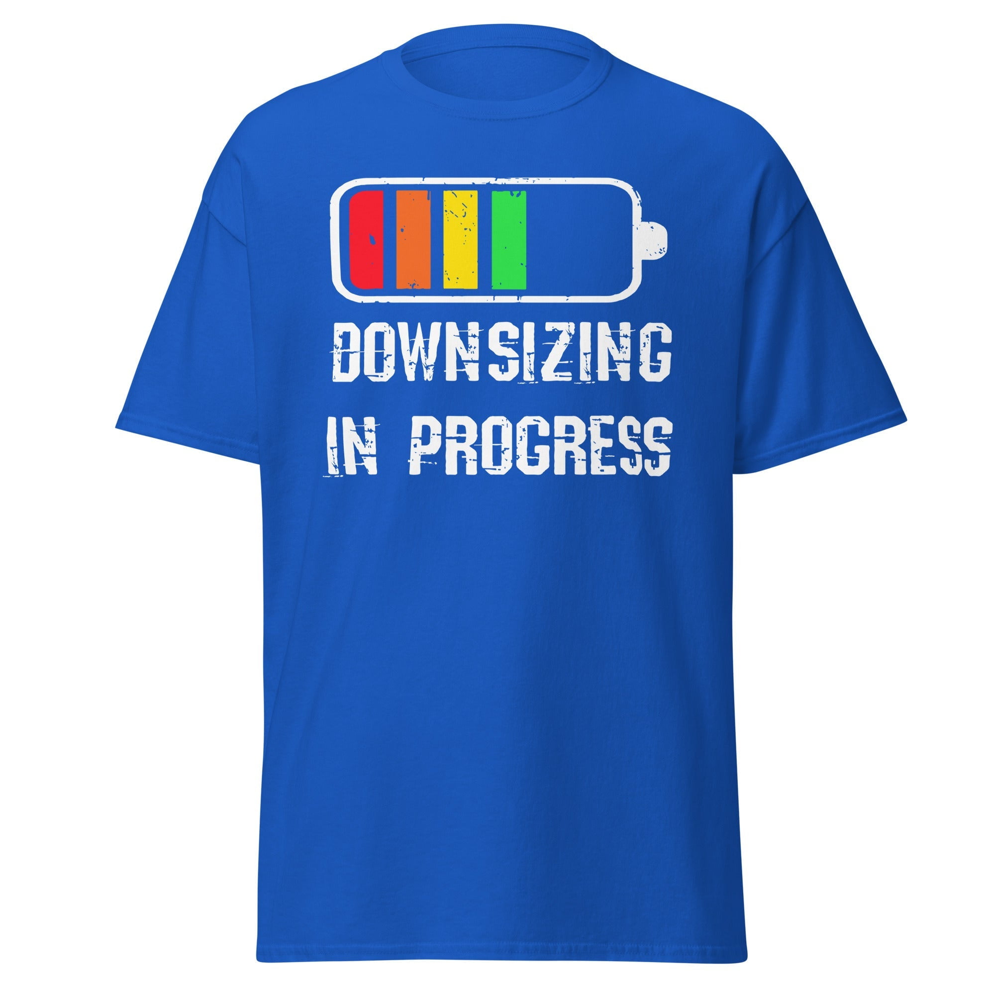 Downsizing in Progress Graphic T-Shirt - Motivational Battery Design ...