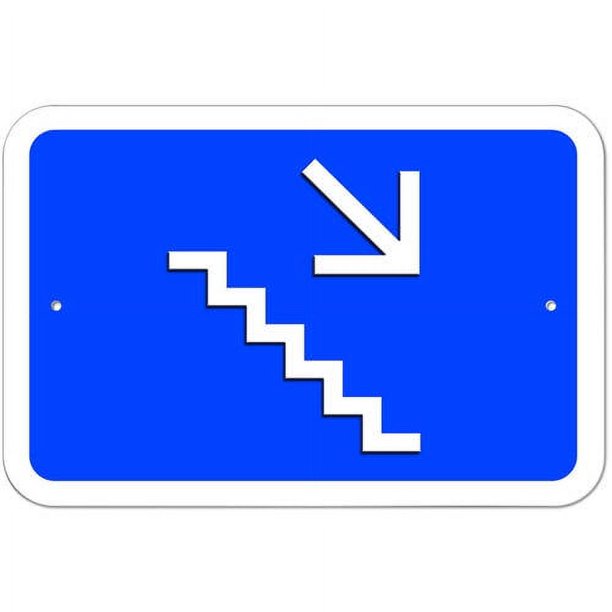 Downstairs Stairs Right Arrow Sign - Walmart Business Supplies