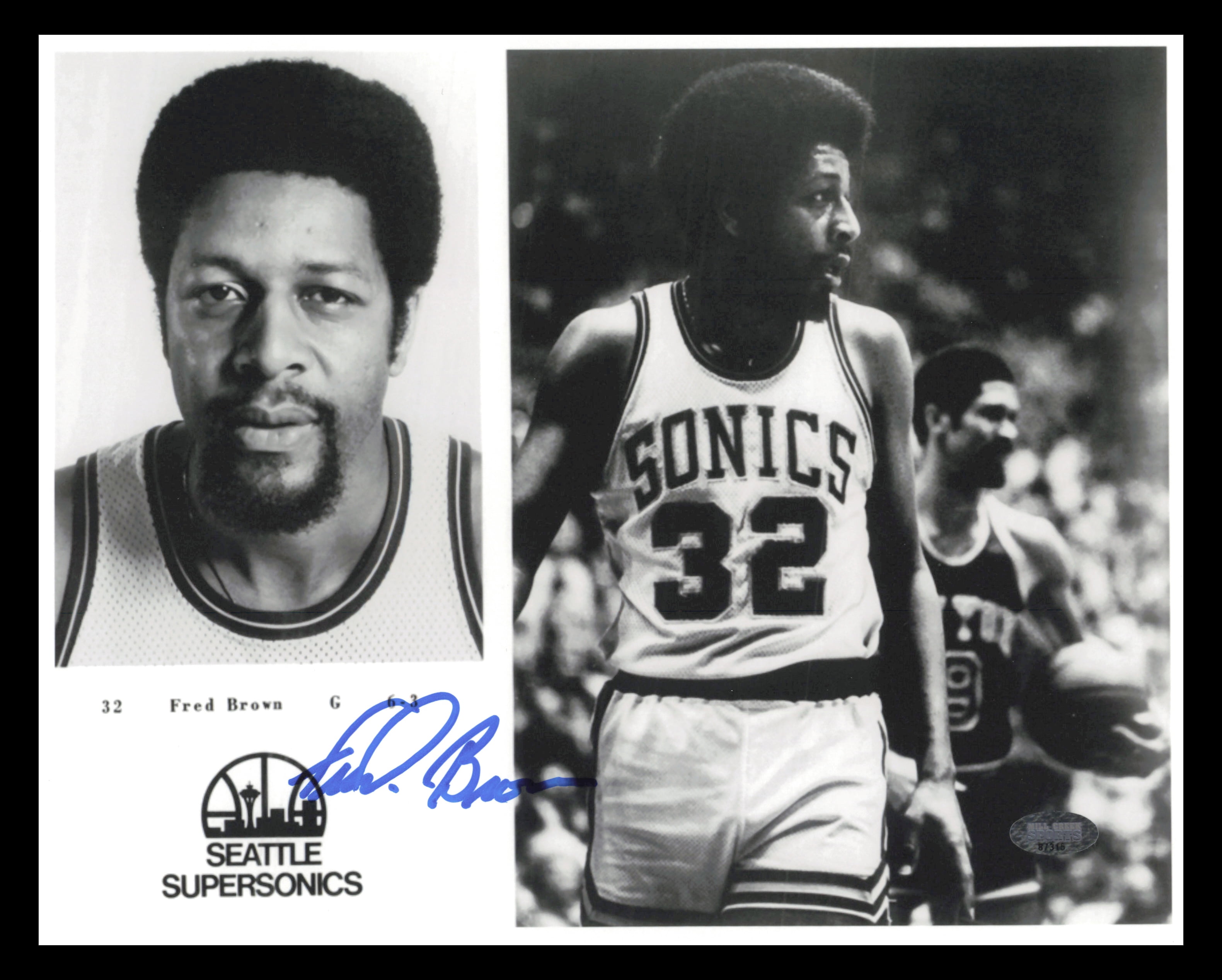 Downton Fred "Freddie" Brown Autographed 8x10 Photo Seattle Supersonics ...