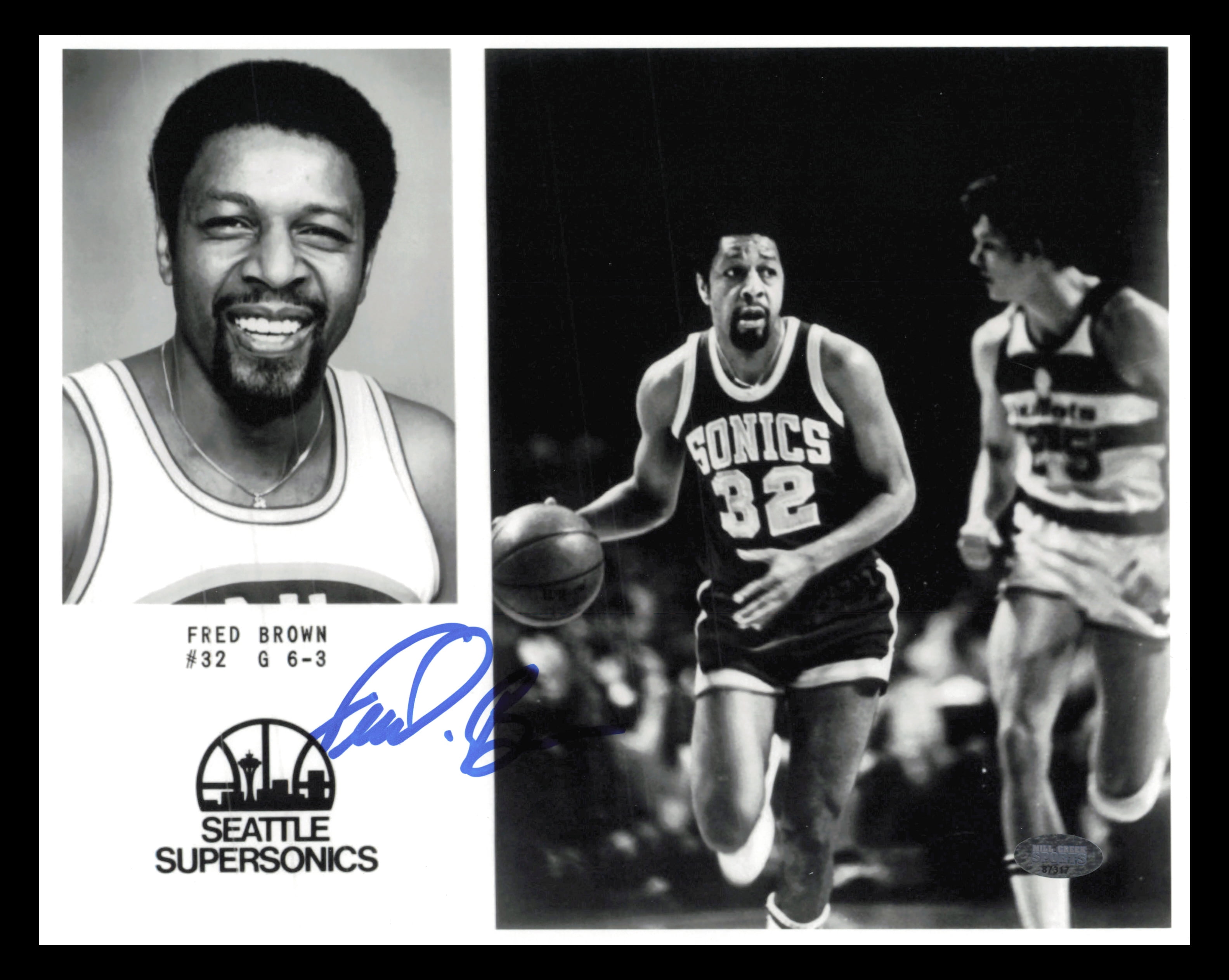 Downton Fred "Freddie" Brown Autographed 8x10 Photo Seattle Supersonics ...