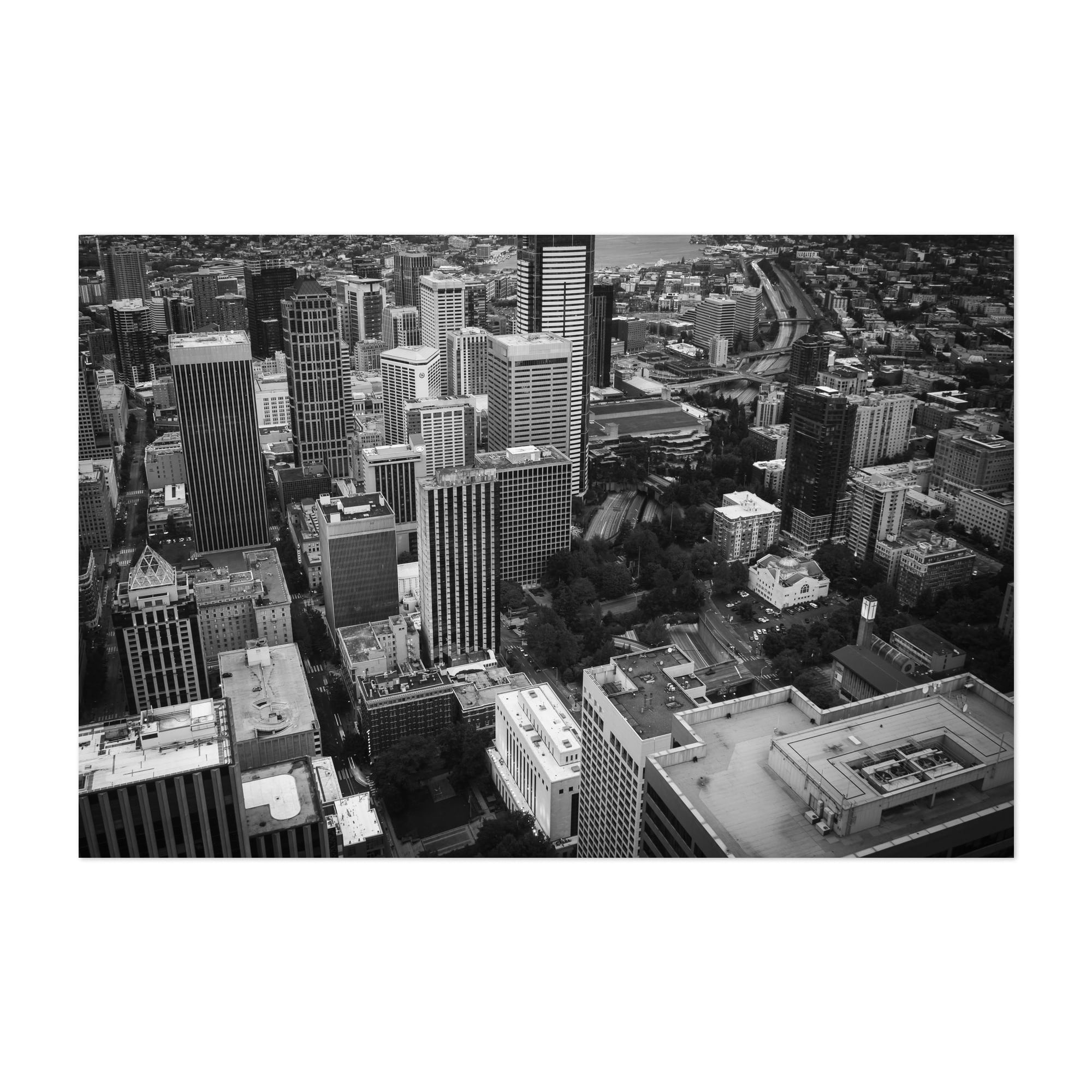 Over Downtown 04 B&W - Seattle Washington Photography Black and White ...