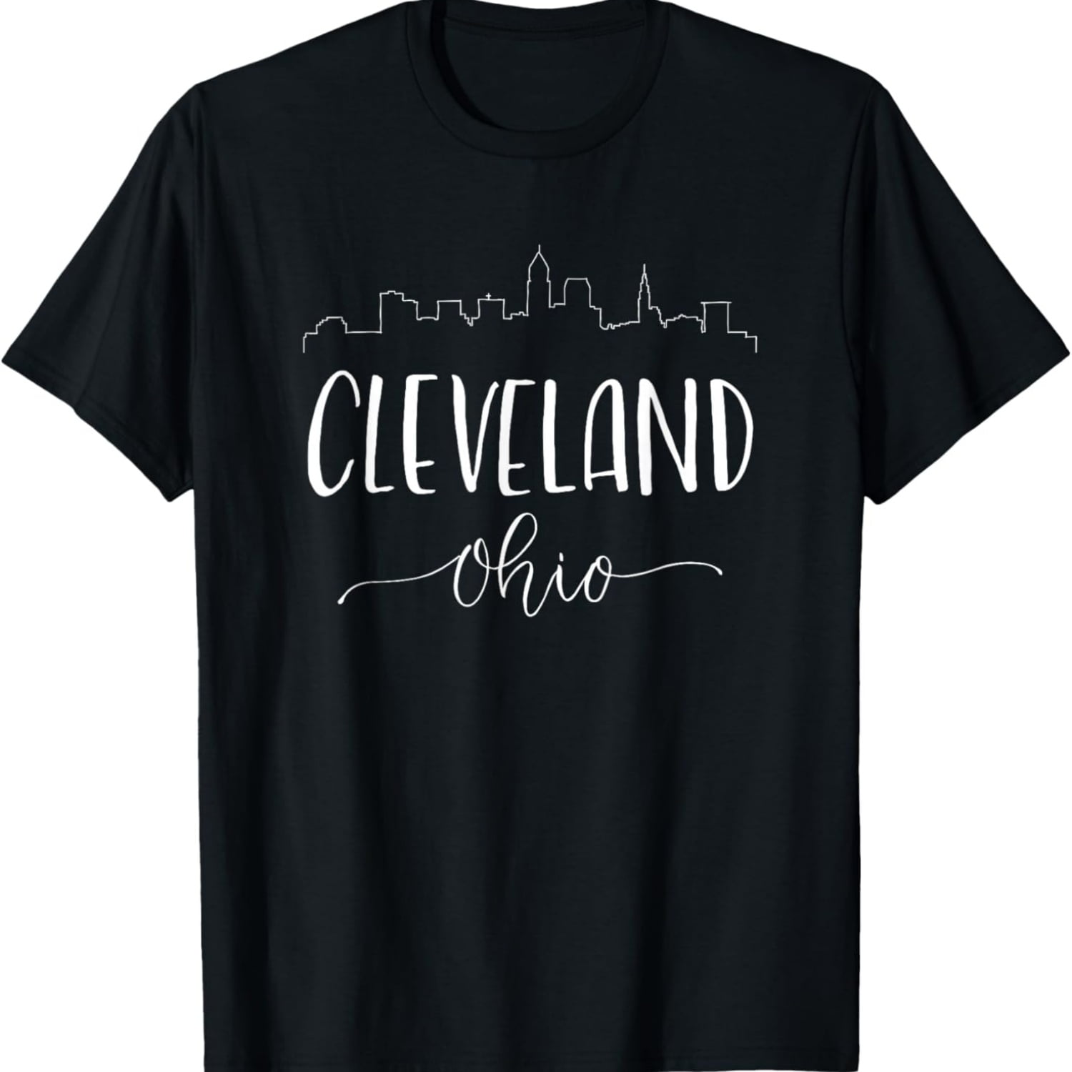 Downtown Cleveland Ohio City Skyline Calligraphy T-Shirt - Walmart.com