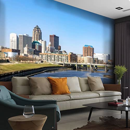 Downtown Des Moines Skyline at Daytime Canvas Wallpaper Print Self ...