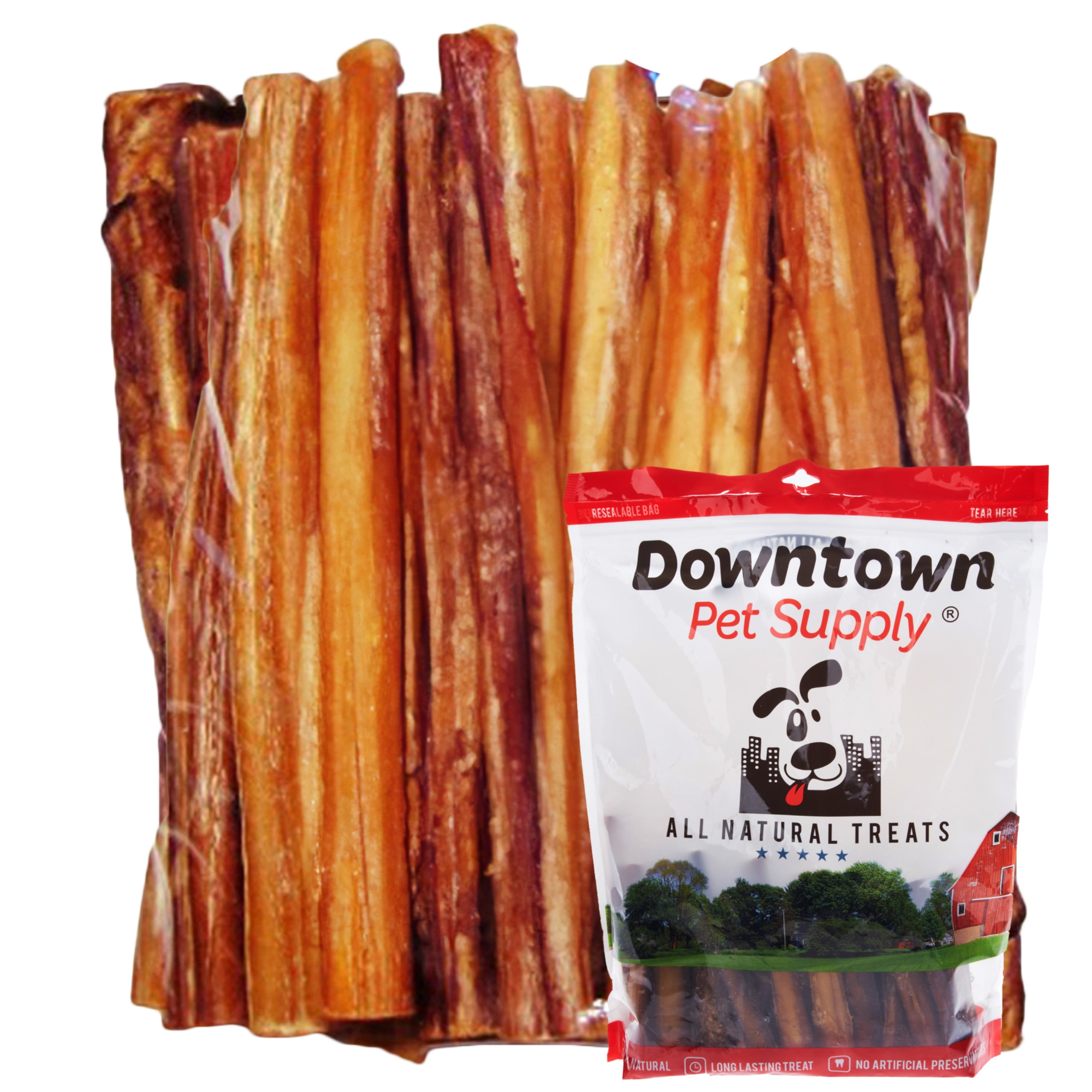 Downtown Pet Supply Long Last Chewy Natural Bully Sticks, 100 ct Dog ...