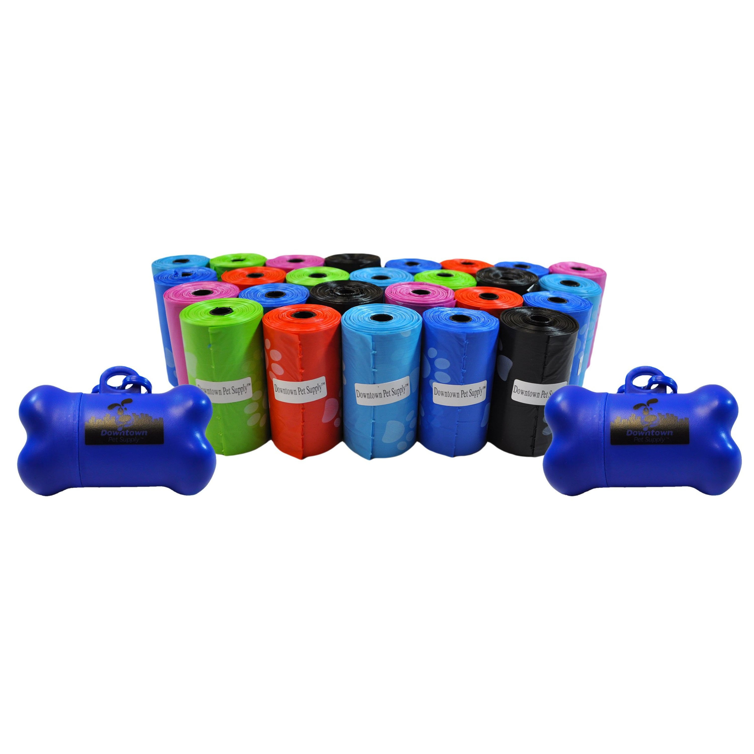 Downtown Pet Supply Doggie Waste Bags, Dispenser Included, Rainbow Paws ...