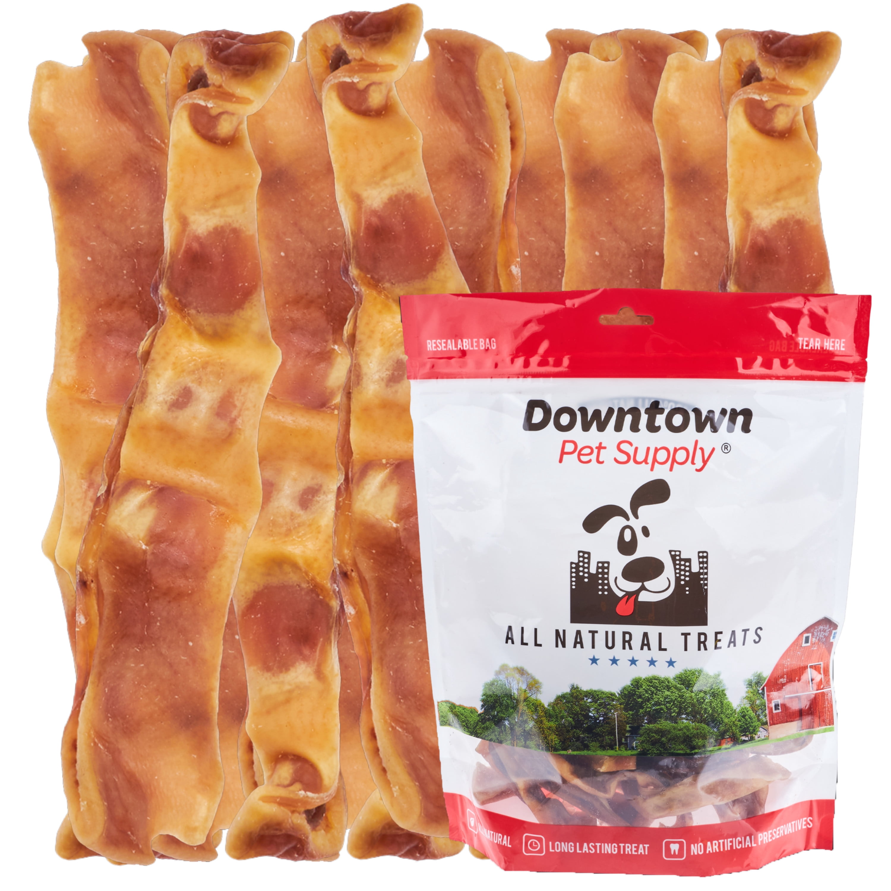 Downtown Pet Supply Pig Ears for Dogs, Long Lasting Pig Ear Strips 2Lb ...