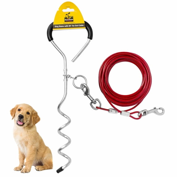 Downtown Pet Supply Heavy-Duty Runner Tie-Out Cable for Dogs, 30ft with ...