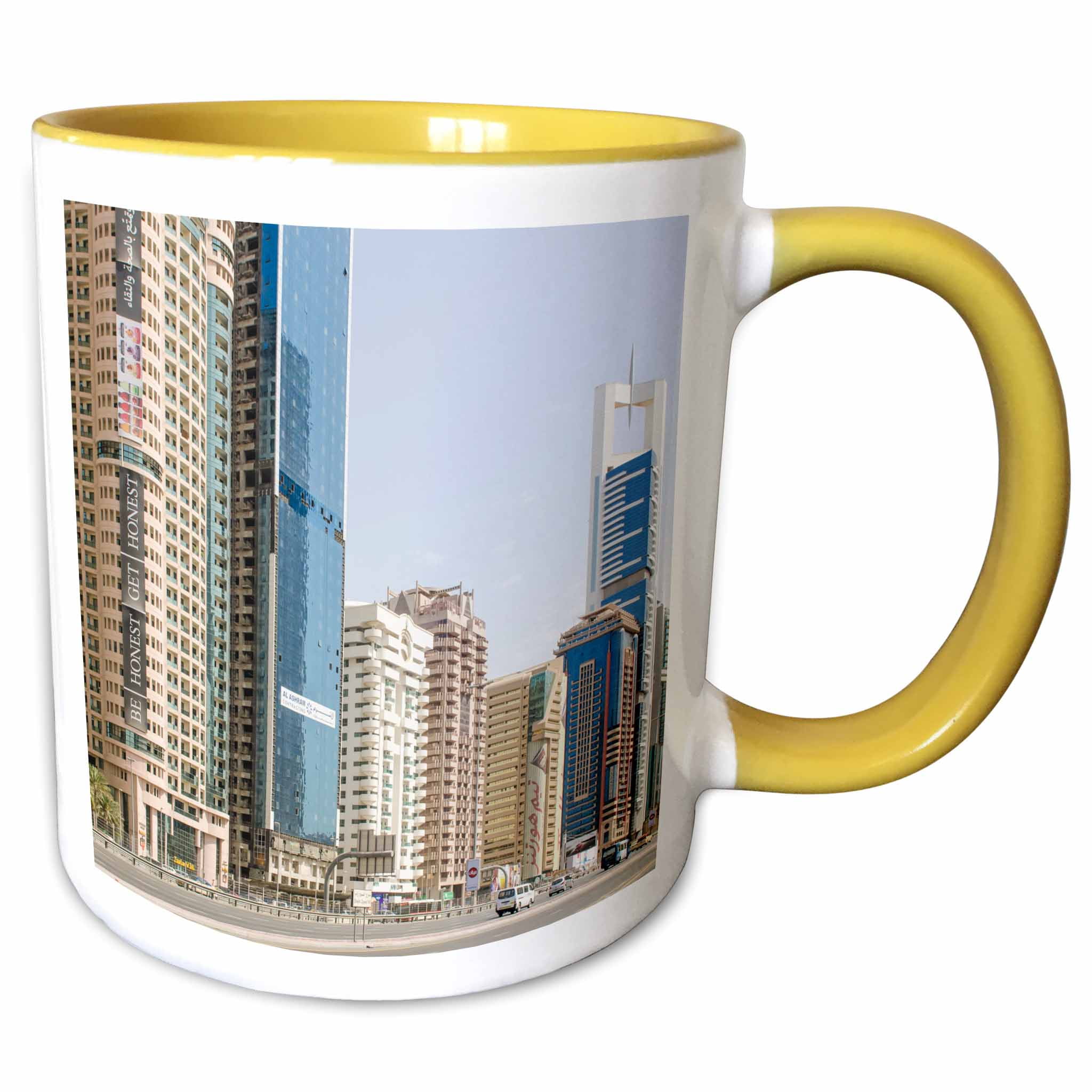 3drose, Downtown Skyline of Dubai, United Arab Emirates., 15oz Two-tone ...