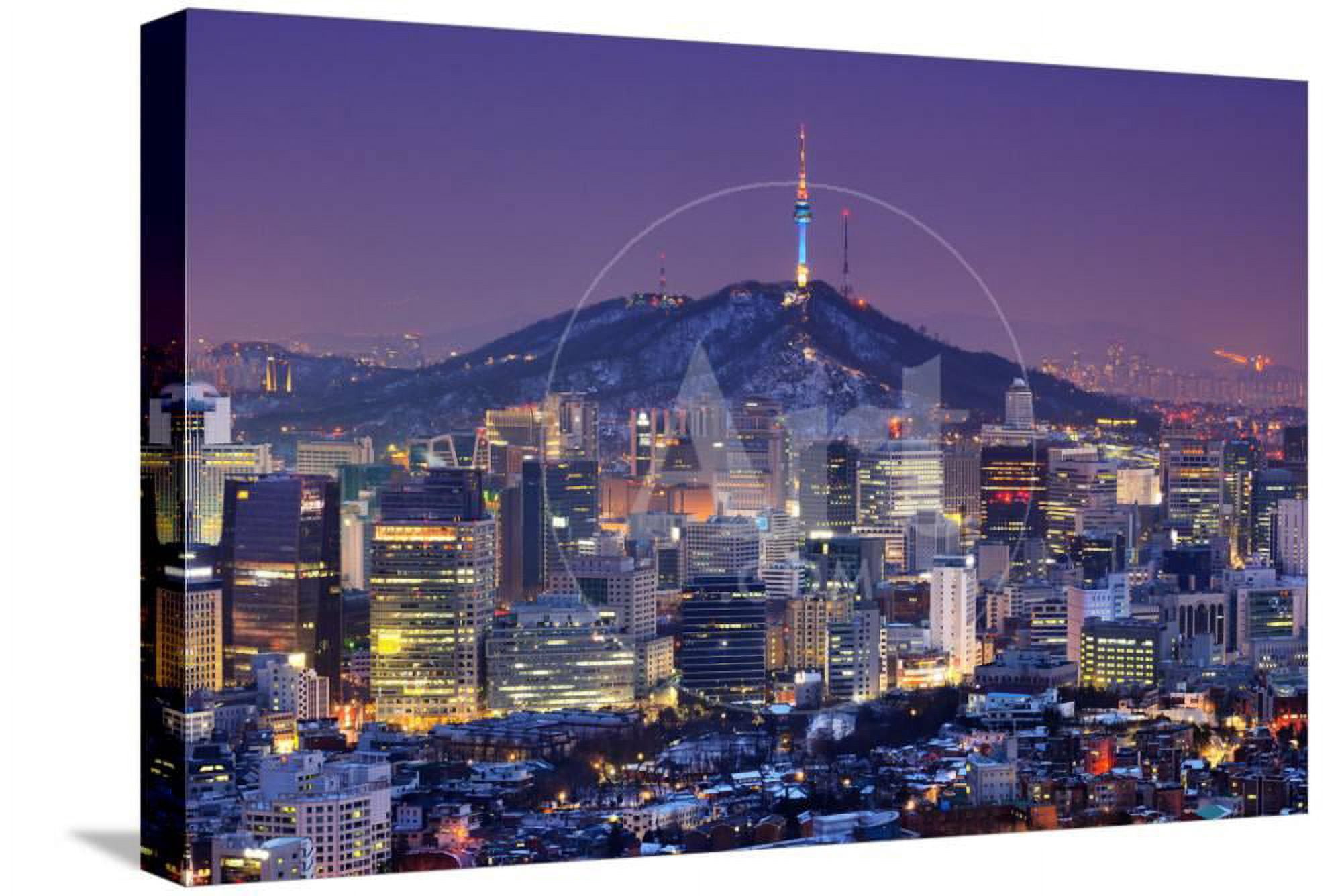 Downtown Skyline of Seoul, South Korea with Seoul Tower, Stretched ...