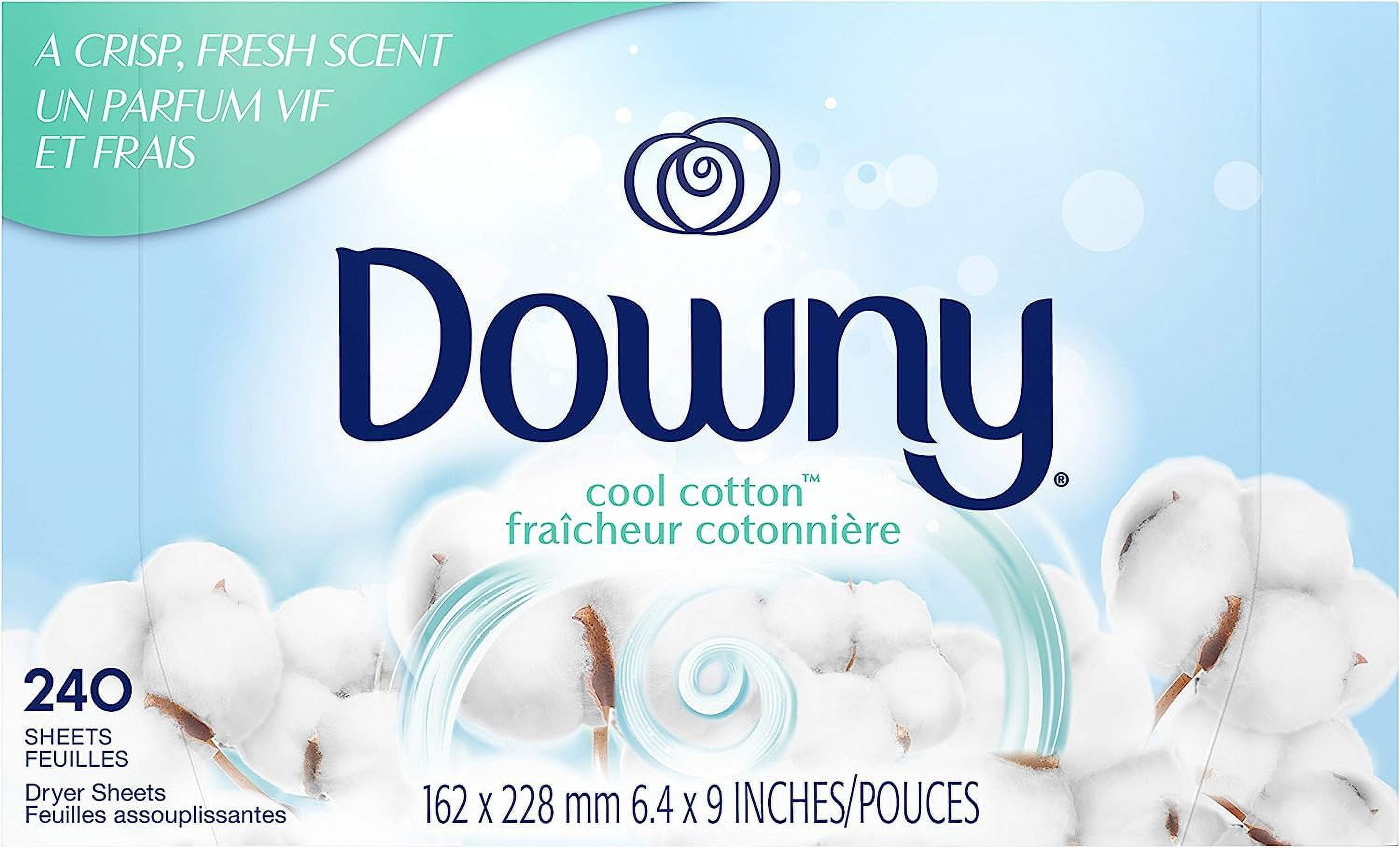 Downy Dryer Sheets Laundry Fabric Softener, Cool Cotton, 240 Count ...