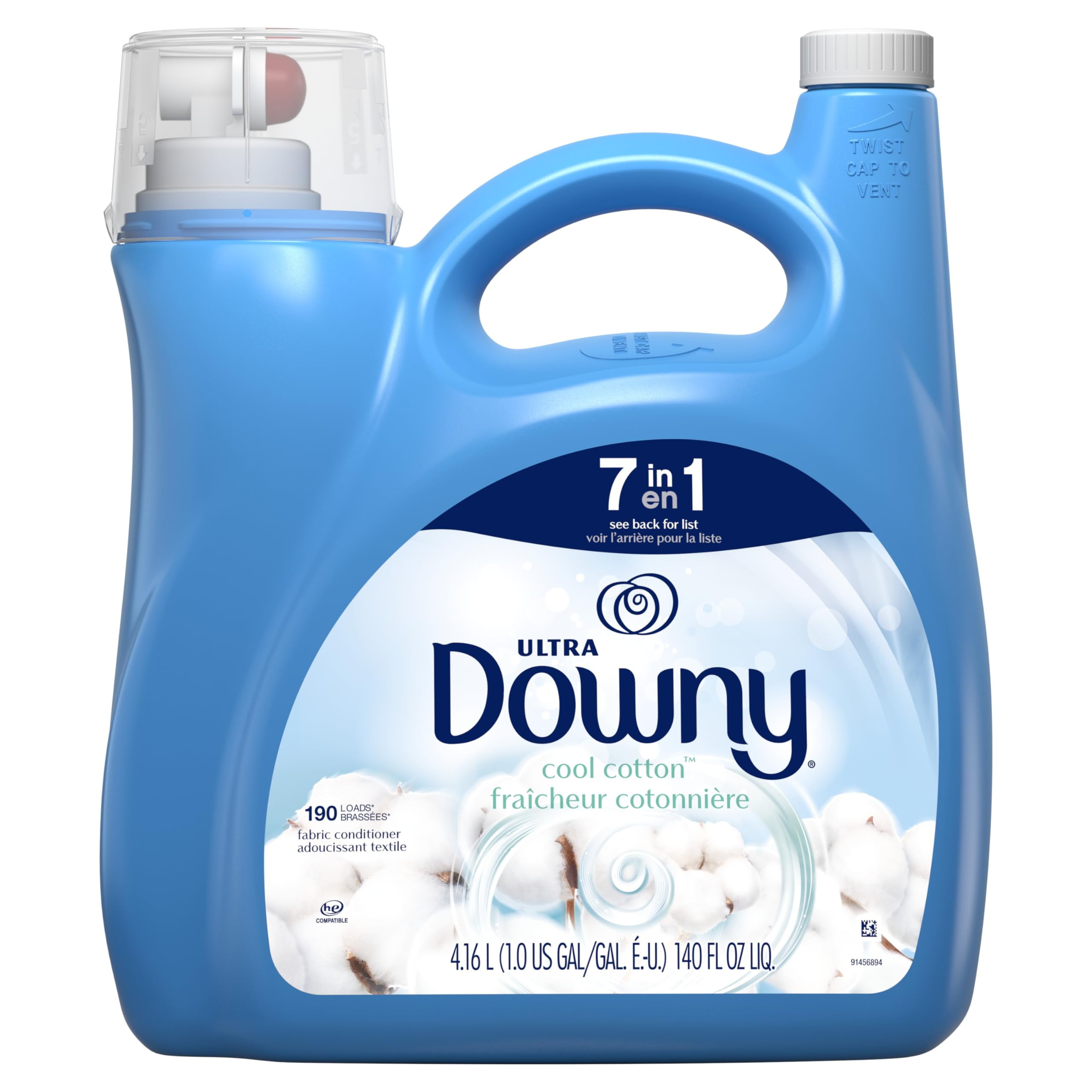 Downy Cool Cotton Fabric Softener, 190 Load 140 Fl Oz, Liquid, Laundry ...