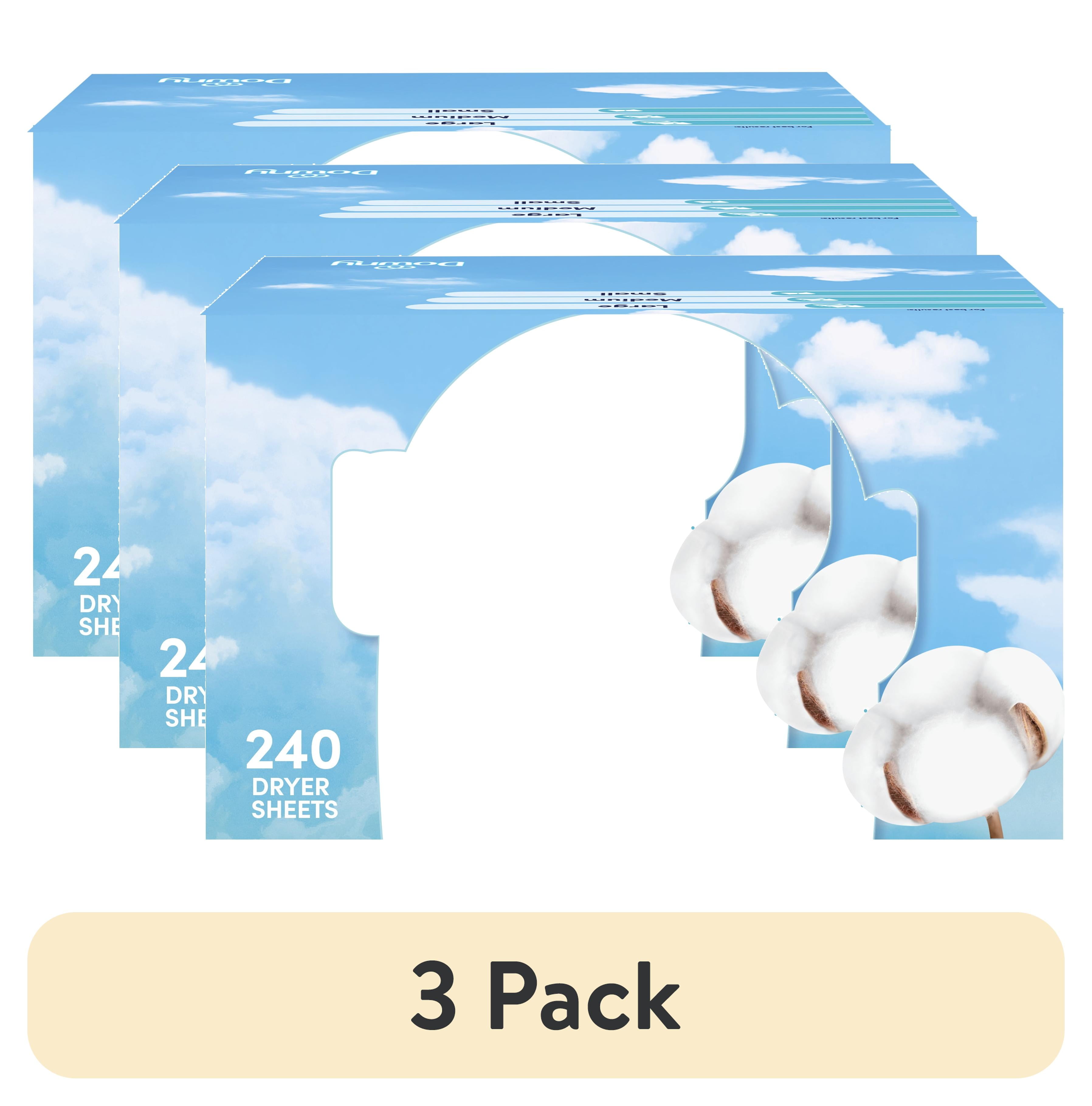 (3 pack) Downy Fabric Softener Dryer Sheets, Cool Cotton Scent, 240 ...