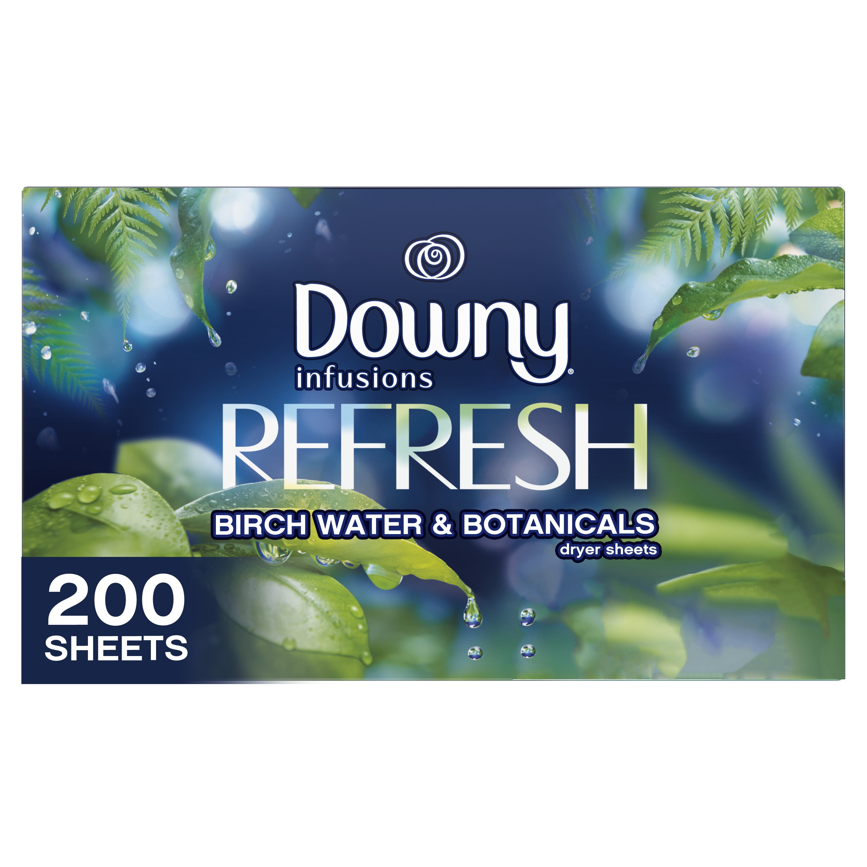 Downy Infusions Dryer Sheets, Refresh Birch Water & Botanicals 200 Ct ...