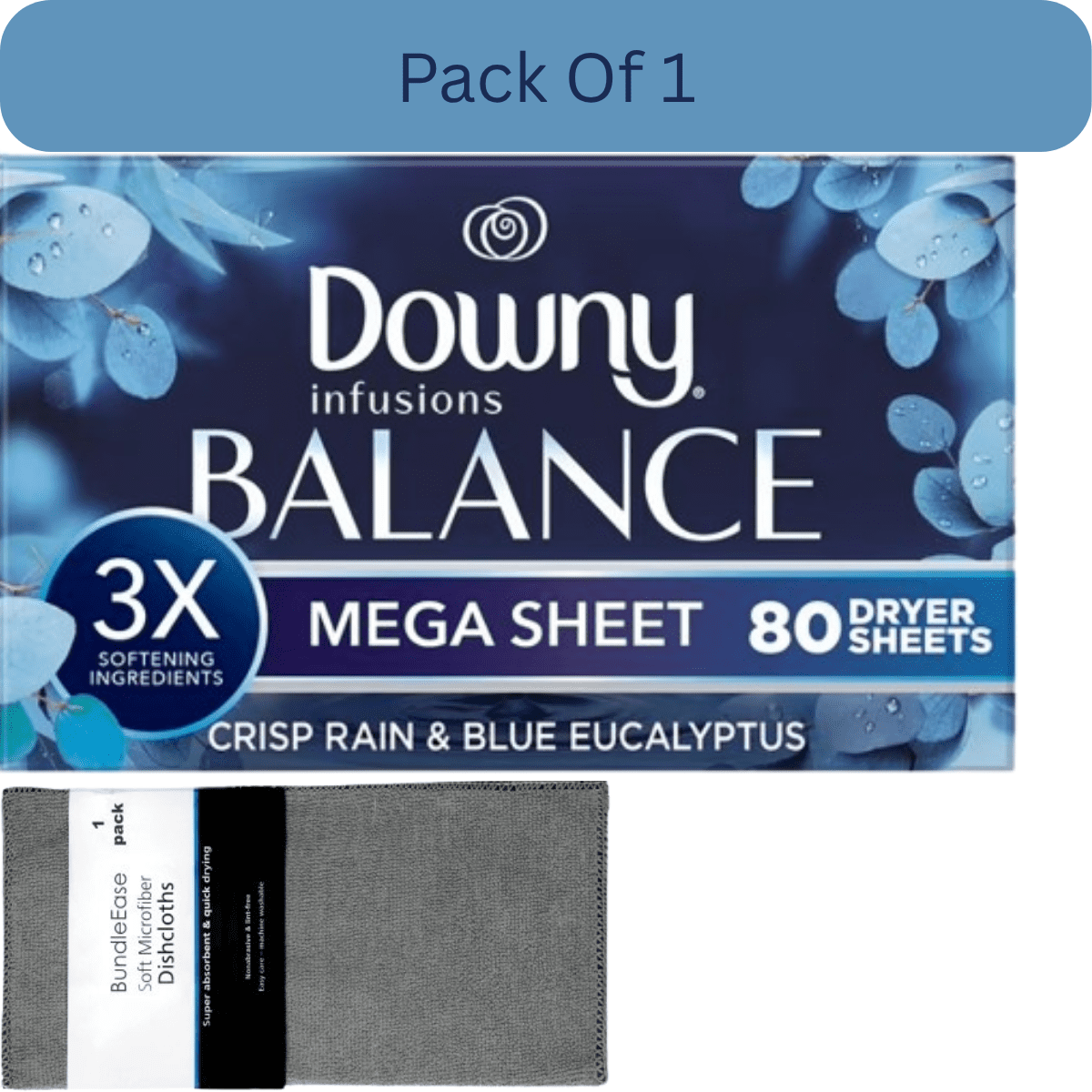Downy Infusions Mega Dryer Sheets, BALANCE Crisp Rain & Blue Eucalyptus ...