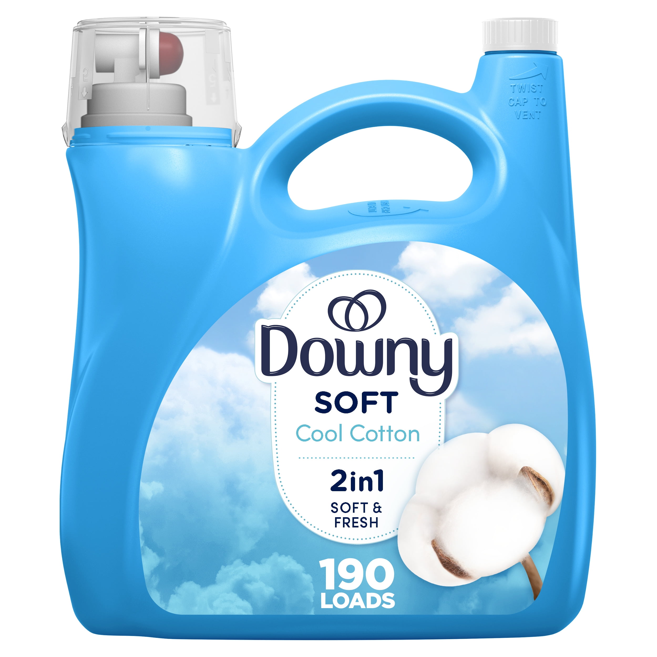 Downy Liquid Fabric Softener, Cool Cotton Scent, 140 fl oz, 190 Loads ...