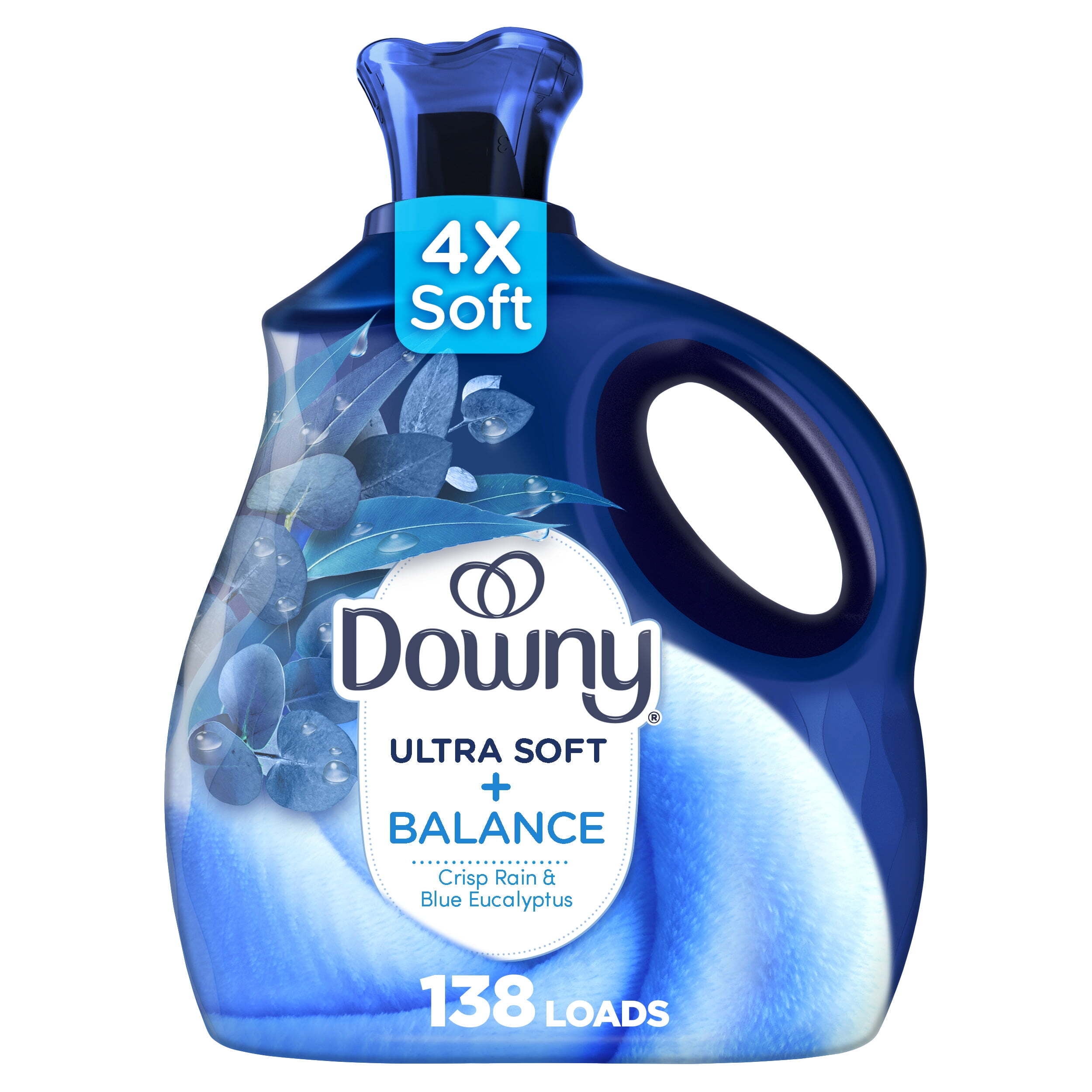 Downy Ultra Soft Liquid Fabric Softener, Balance, Crisp Rain and Blue Eucalyptus, 93 fl oz, 138 ...