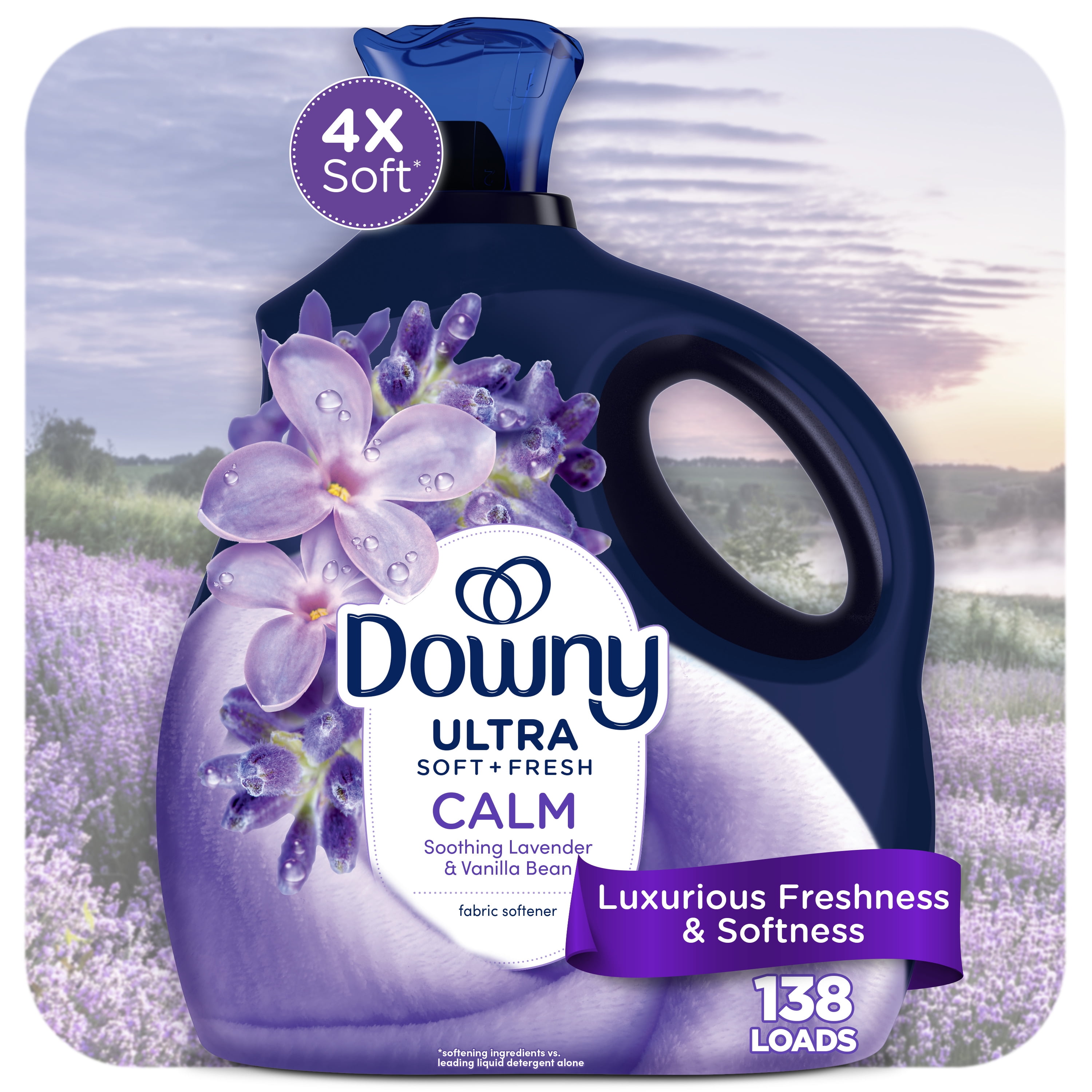 Downy Ultra Soft Liquid Fabric Softener, Calm, Lavender & Vanilla Bean ...